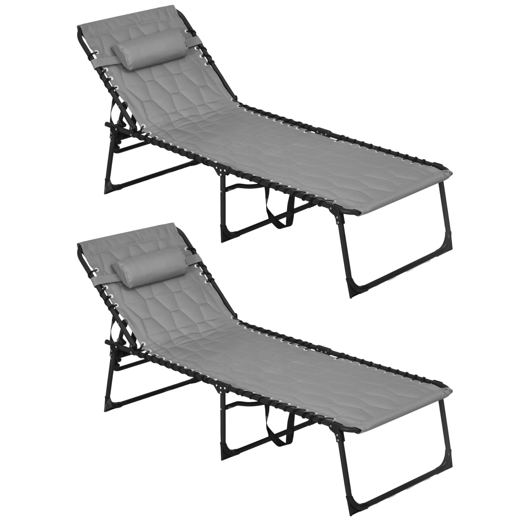 Miekor Furniture Folding Chaise Lounge Set with 5-level Reclining Back ...