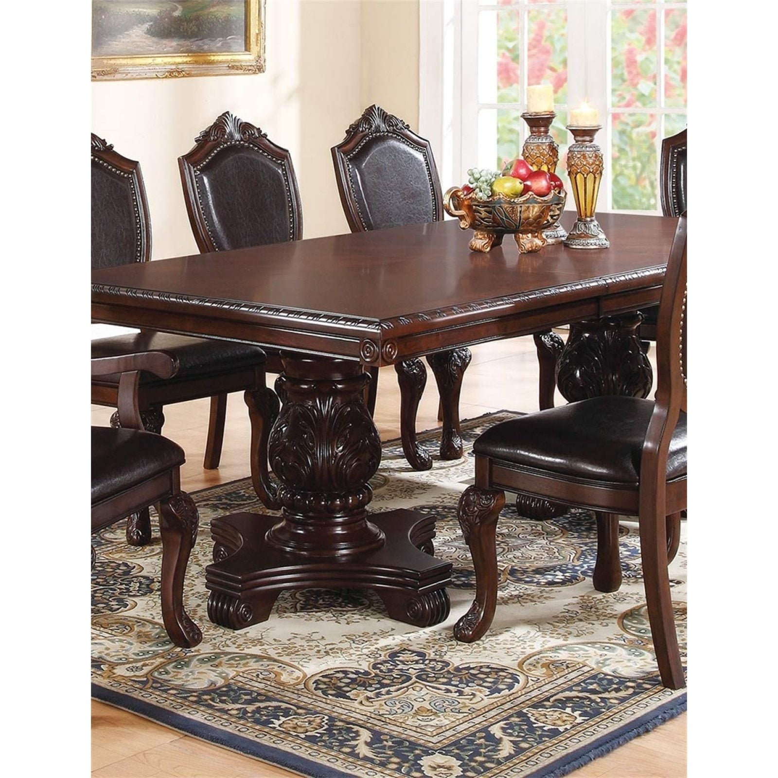 Miekor Furniture Formal Dining Room Table w Leaf Brown 1pc Dining Table ...