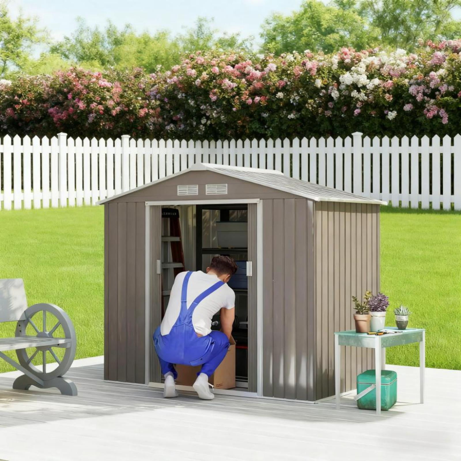 Miekor Furniture Garden Storage Shed Outdoor Storage Shed Metal Garden ...