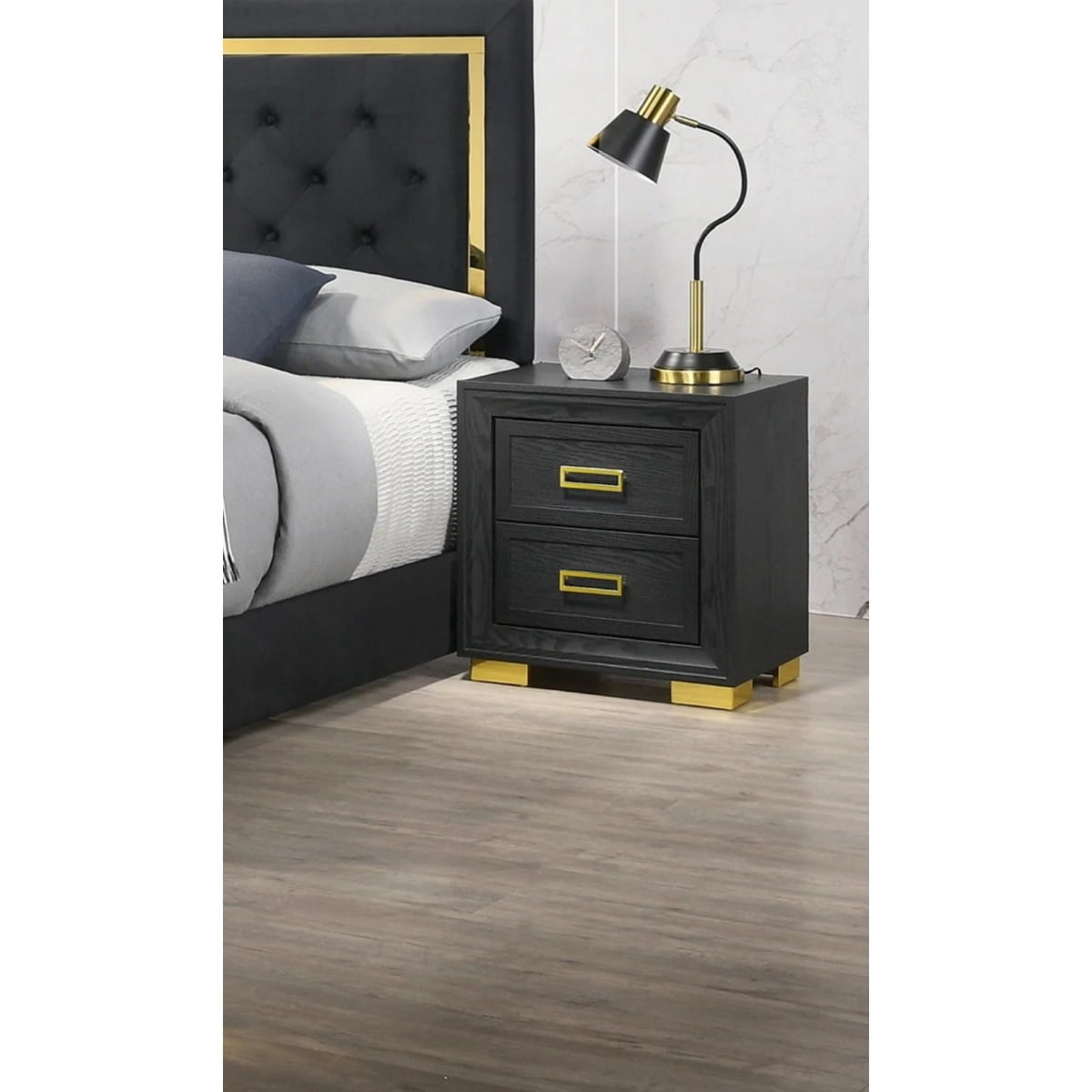 Miekor Furniture Glamorous 1pc Modern Glam Style 2-Drawer Nightstand ...