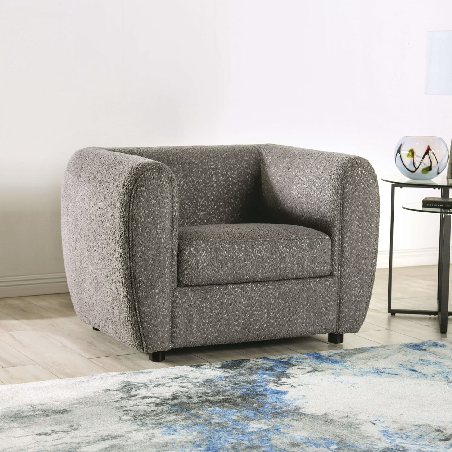 Miekor Furniture Gray Finish Low Back Chair Wooden Legs Box Seat ...