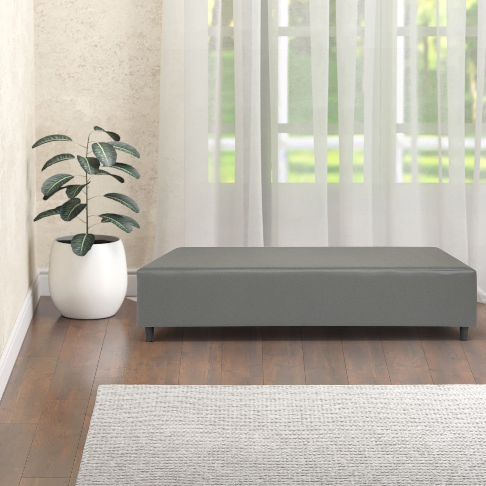 Miekor Furniture Grey Faux Leather Snicker Bench, Modern Seating Bench ...
