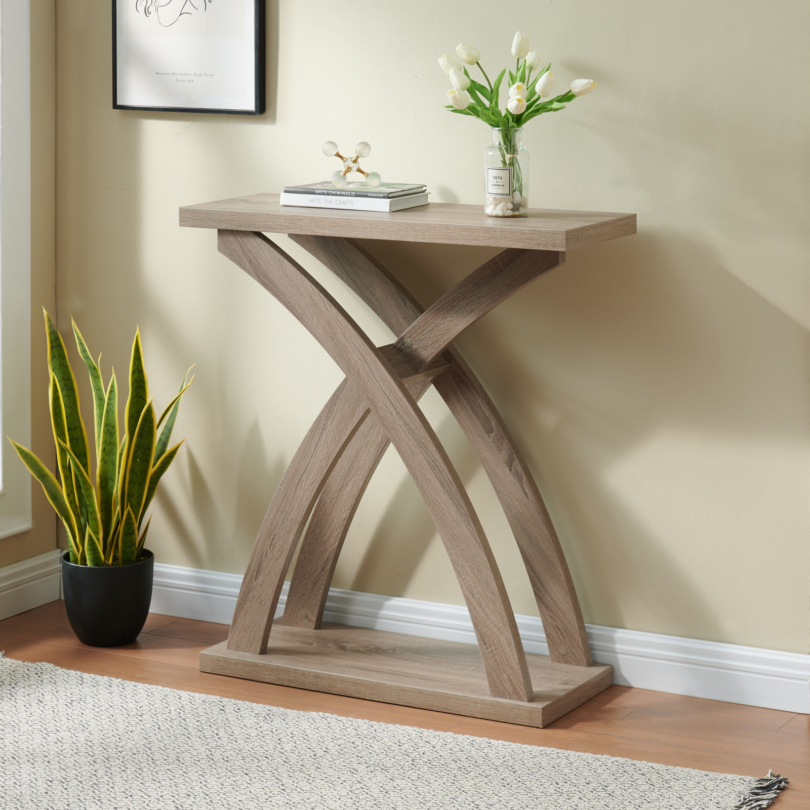 Miekor Furniture Hallway Entryway Foyer Front Door Console Table Curved ...