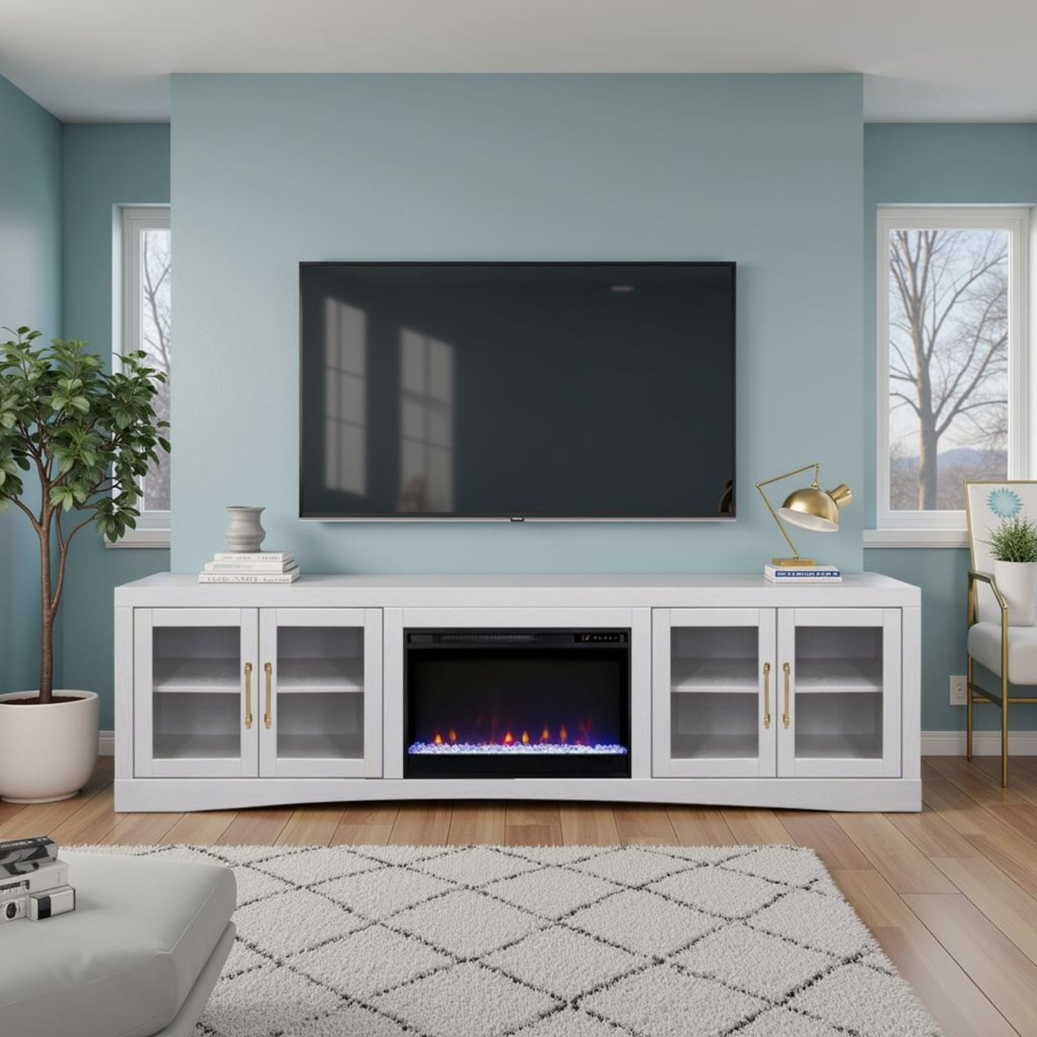 Miekor Furniture Heritage 94 inch Fireplace TV Stand, for TVs up to 100 ...