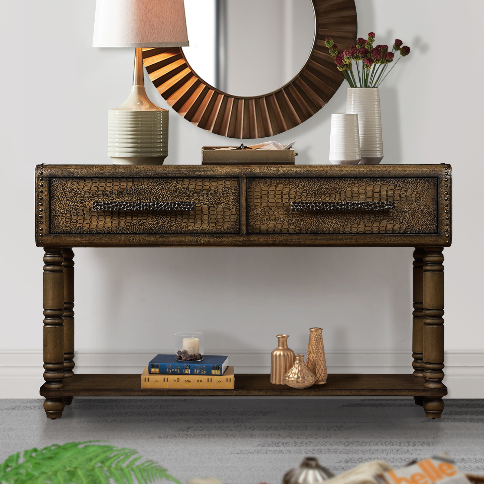 Miekor Furniture Imitation Crocodile Skin Apperance Retro Sofa Table ...