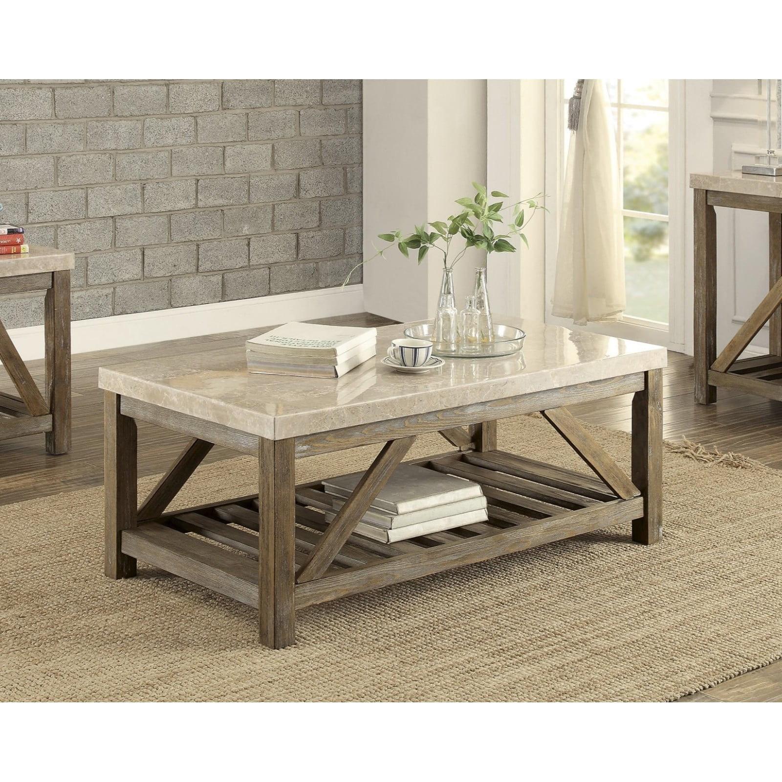 Miekor Furniture Industrial Style Angled Support Cocktail Table with ...