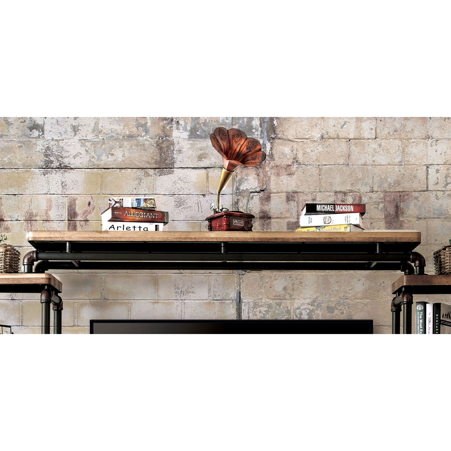 Miekor Furniture Industrial Style TV Console Bridge Pipe Inspired Frame ...