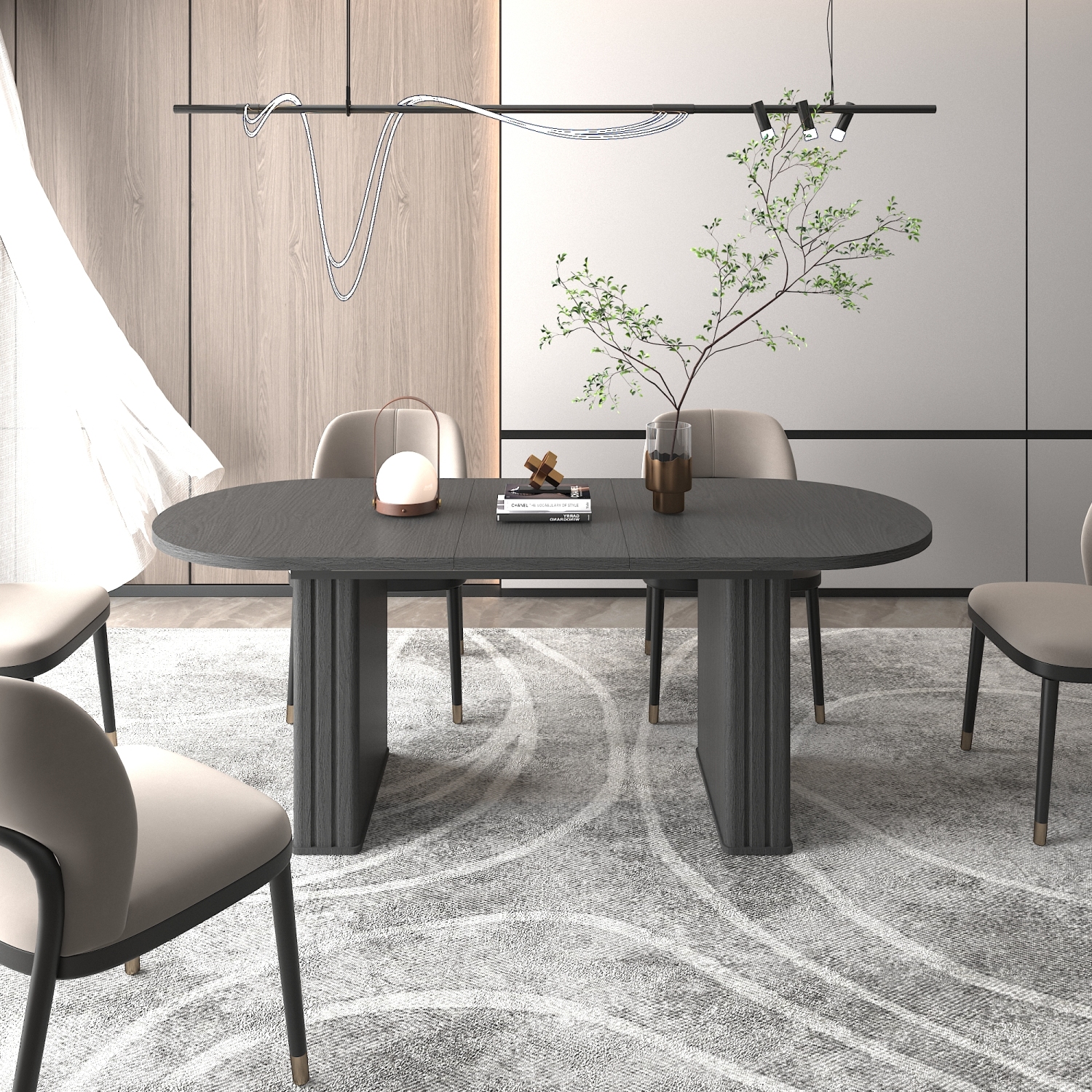 Miekor Furniture Kitchen extendable dining table for 4-8 people, oval ...