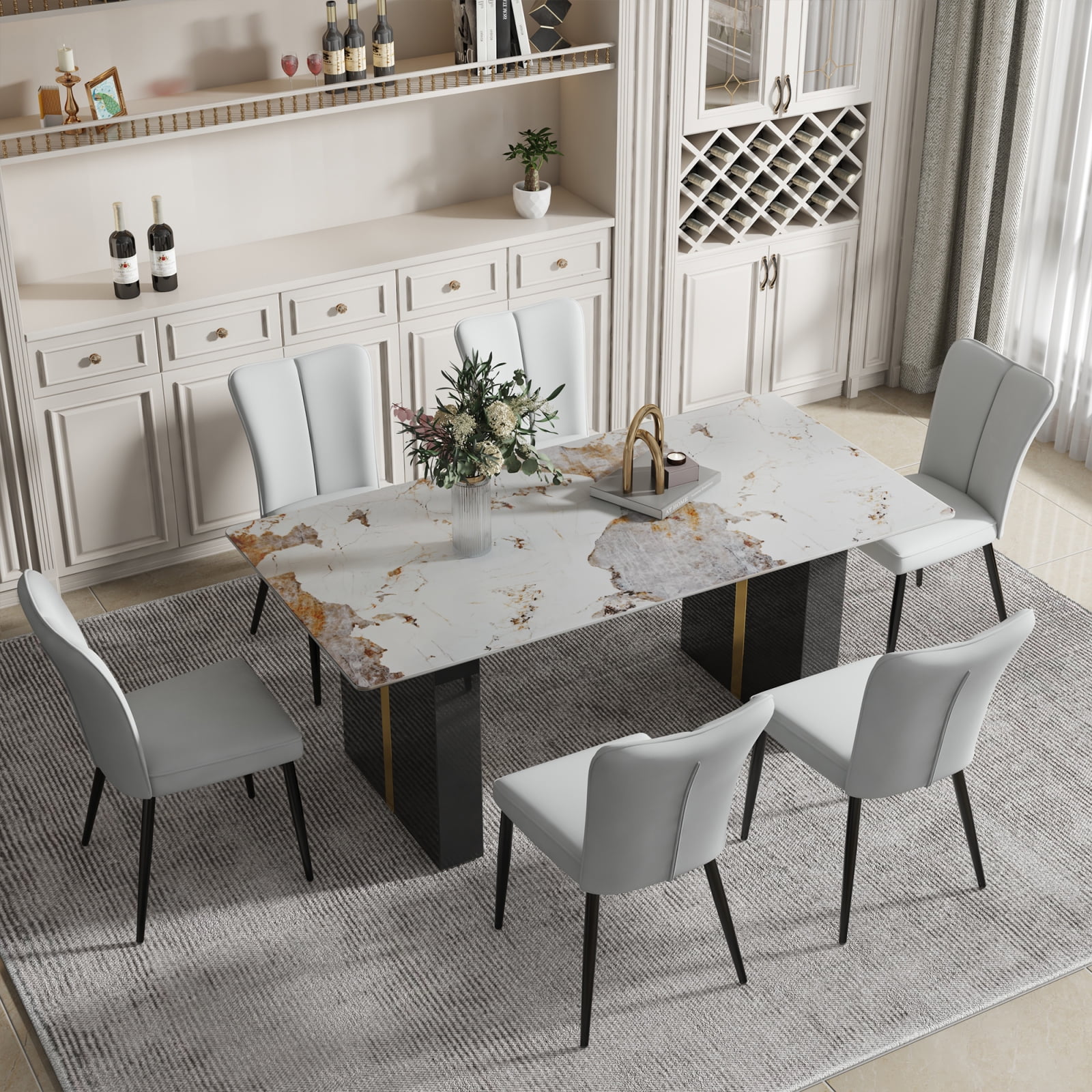 Miekor Furniture Large modern rectangular table with a 0.39-inch ...
