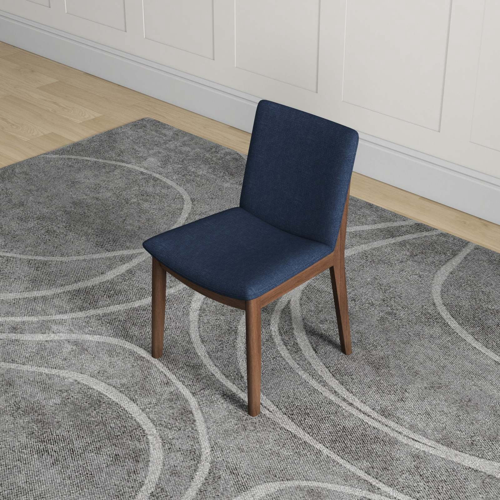 Miekor Furniture Laura Blue Linen Solid Wood Dining Chair (Set Of 2 ...
