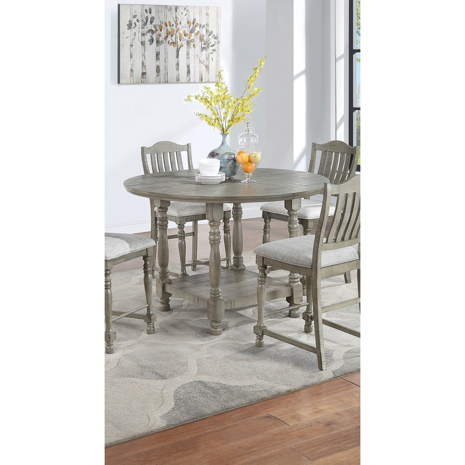Miekor Furniture Light Grey Dining Table Round Dining Table 1pc Table ...
