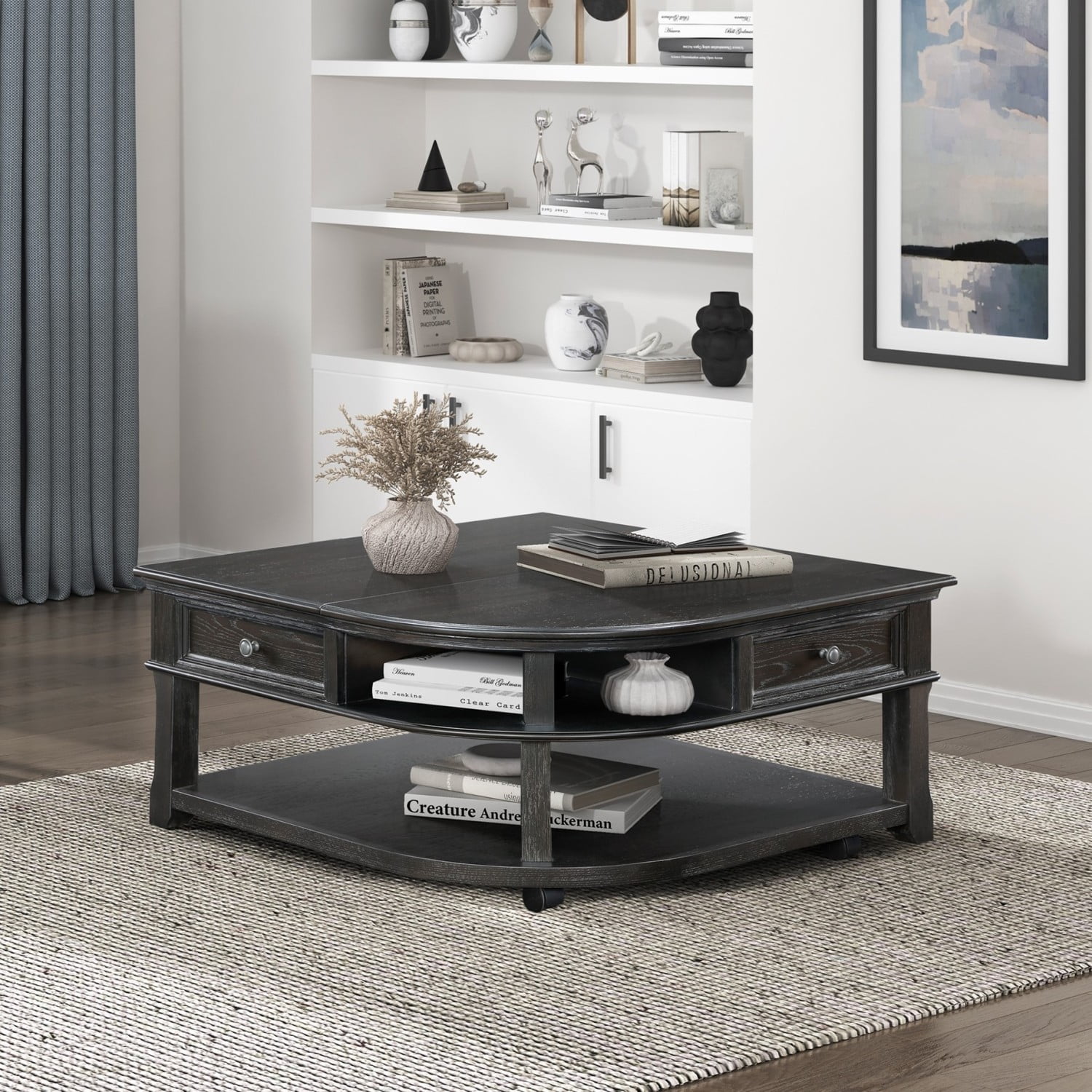Miekor Furniture Living Room Coffee Table Storage Drawer Lift Top Open ...