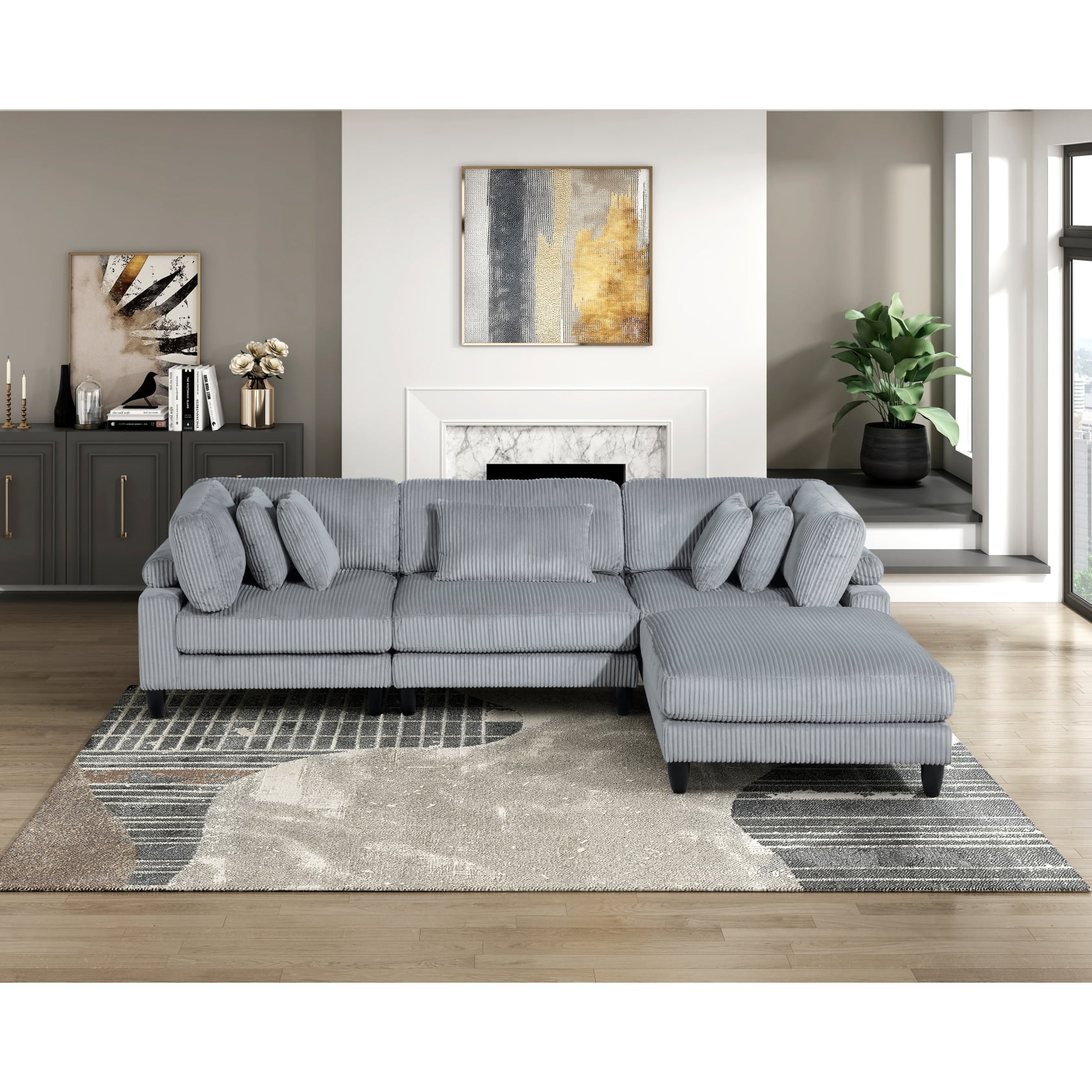 Miekor Furniture Living Room Furniture 4-Piece Modular Sectional Sofa ...