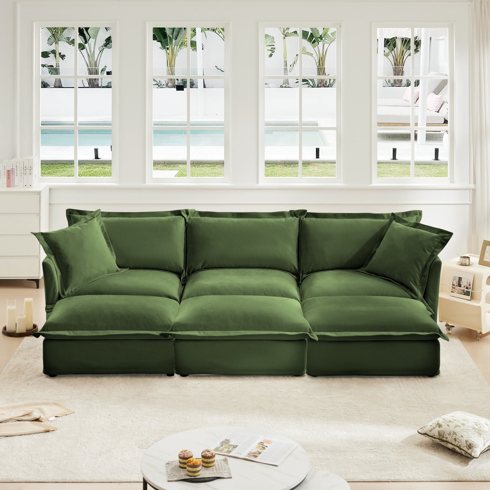 Miekor Furniture Living Room Sofa Slipcovered Sofa 3 Seater Sofa With 3 ...