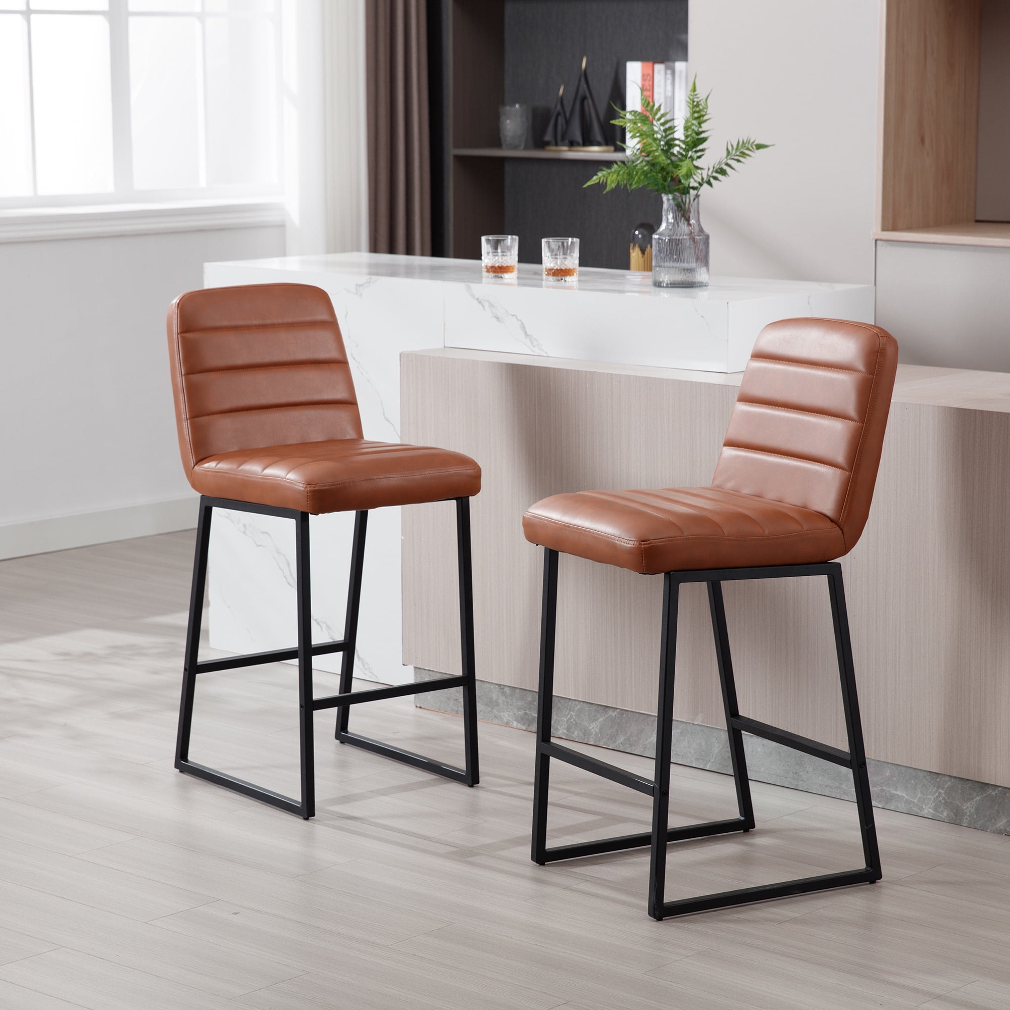 Miekor Furniture Low Bar Stools Set of 2 Bar Chairs for Living Room ...
