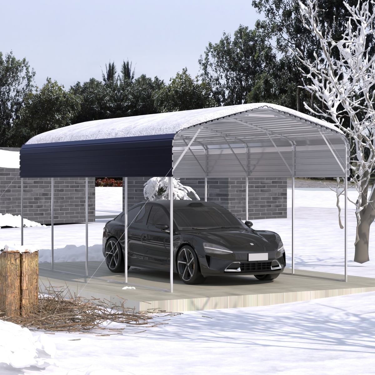 Miekor Furniture Metal Carport 11x19 FT Heavy Duty with Galvanized Steel Roof 0006 - Walmart.com