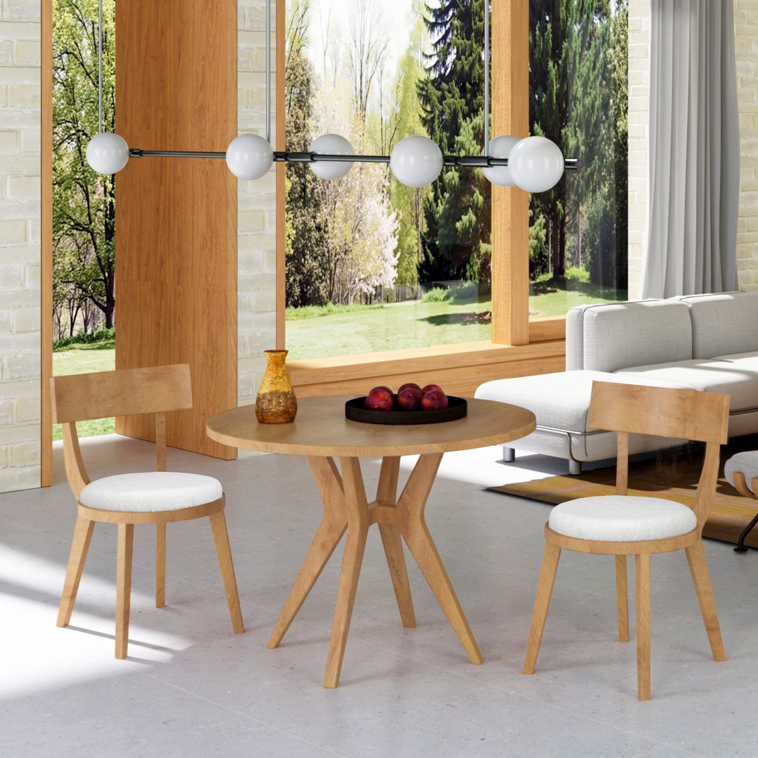 Miekor Furniture Mid-Century Modern 39.4" Round Dining Table Set with 2 ...