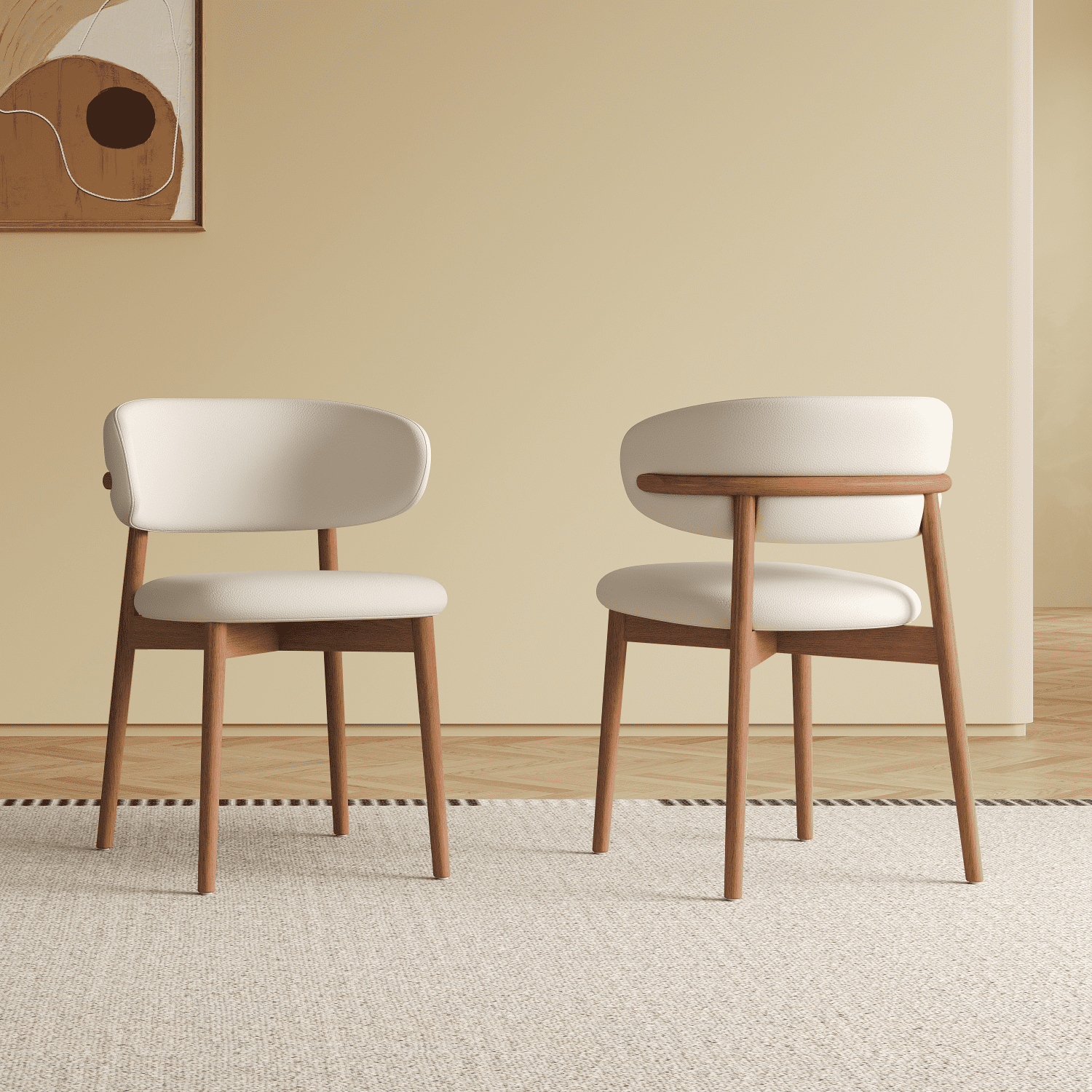 Miekor Furniture Mid-Century Modern wood feet Dining Chair (Set of 2 ...