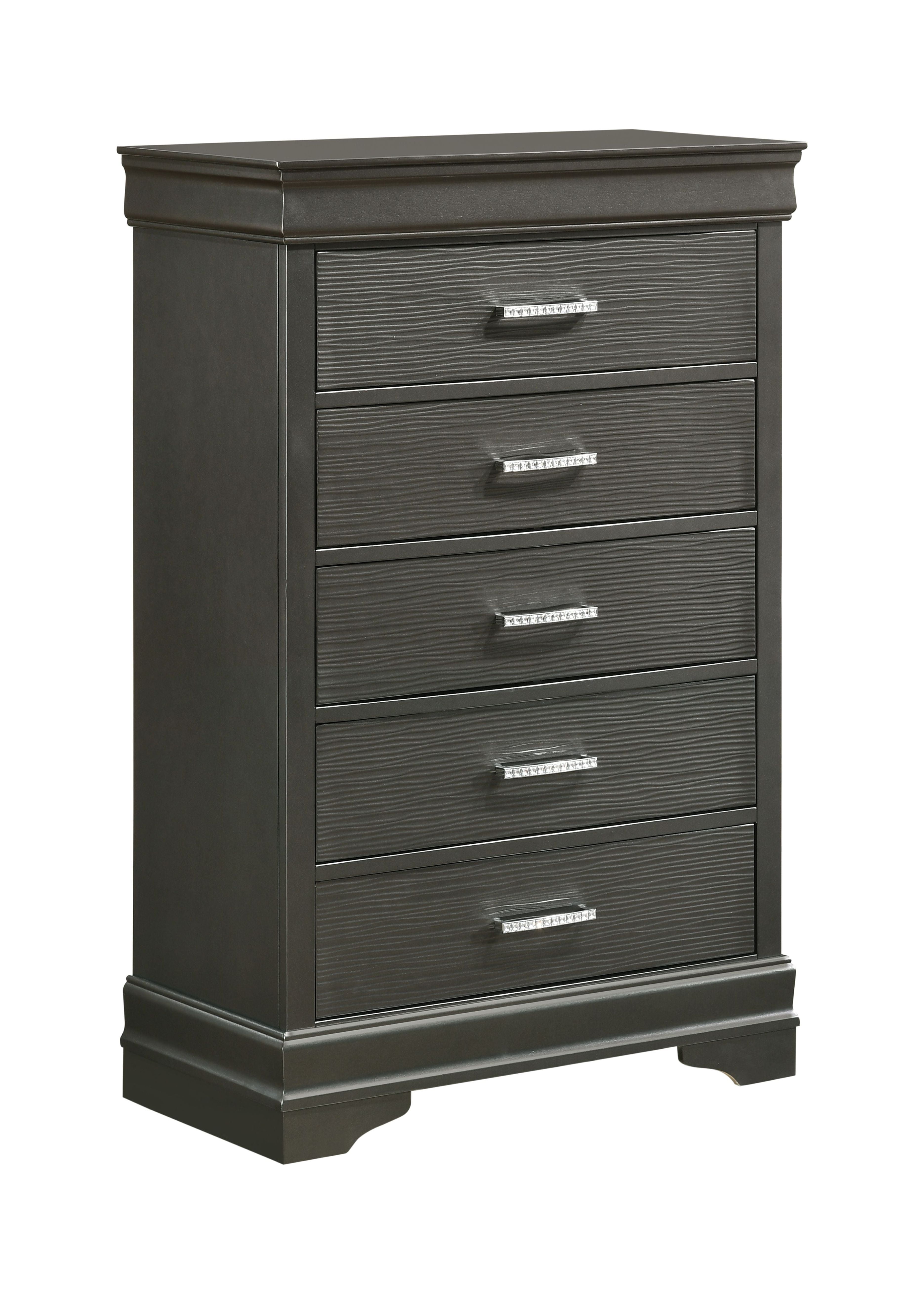 Miekor Furniture Modern 5 Drawers Chest made with Wood in Gray 97166 ...