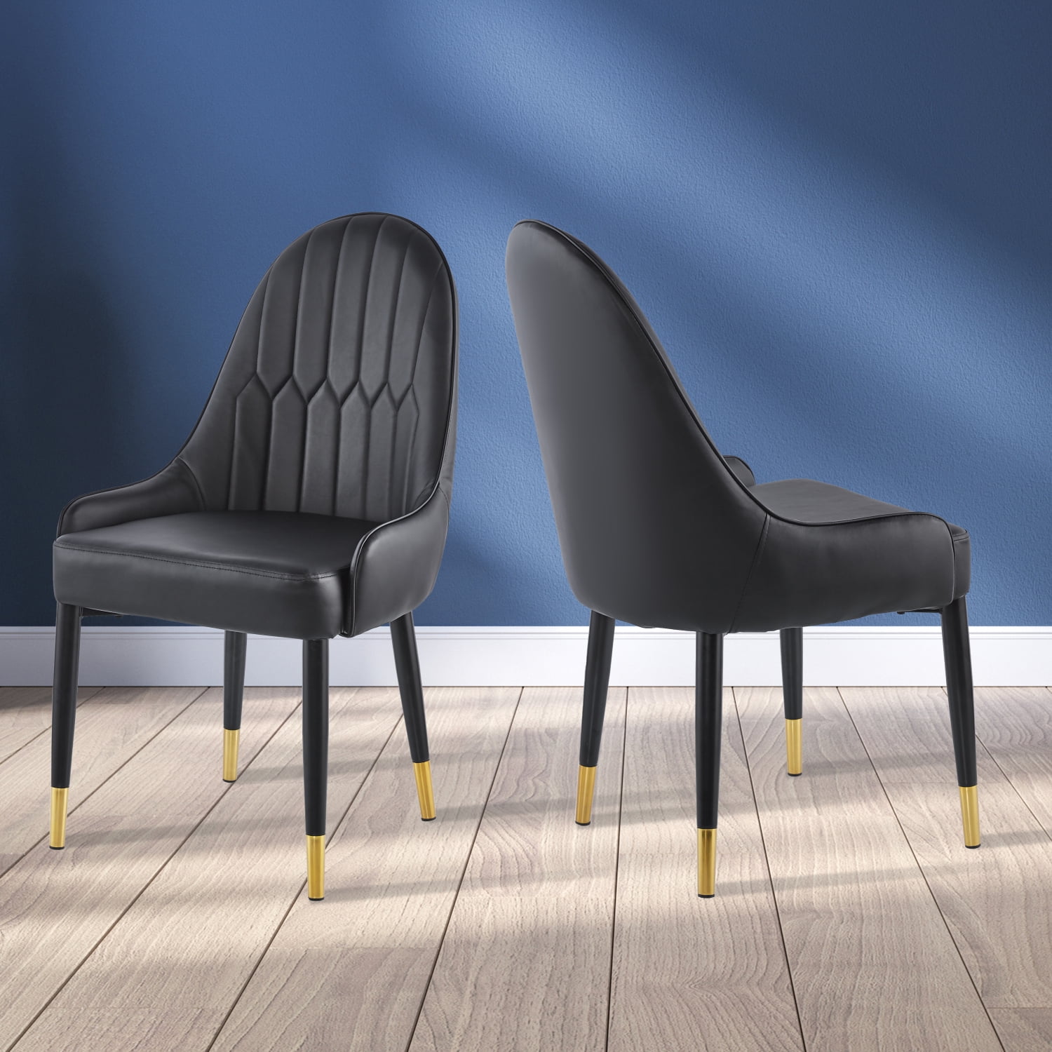 Miekor Furniture Modern Leather Dining Chair Set of 2, Upholstered ...