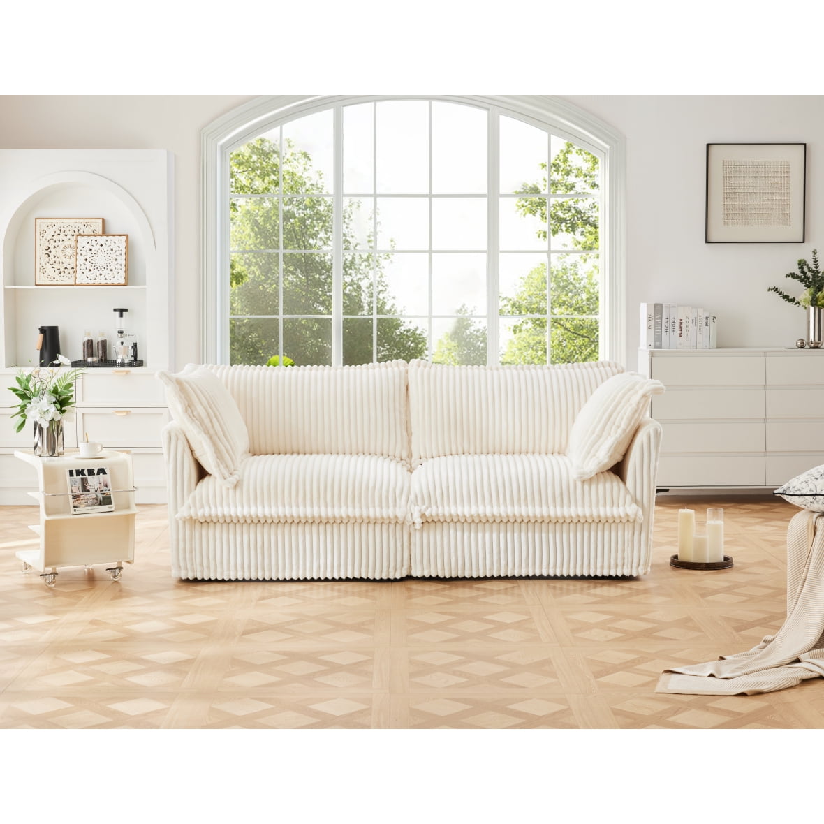 Miekor Furniture Modern Slipcovered 2-Seat Sofa Couches for Living Room ...