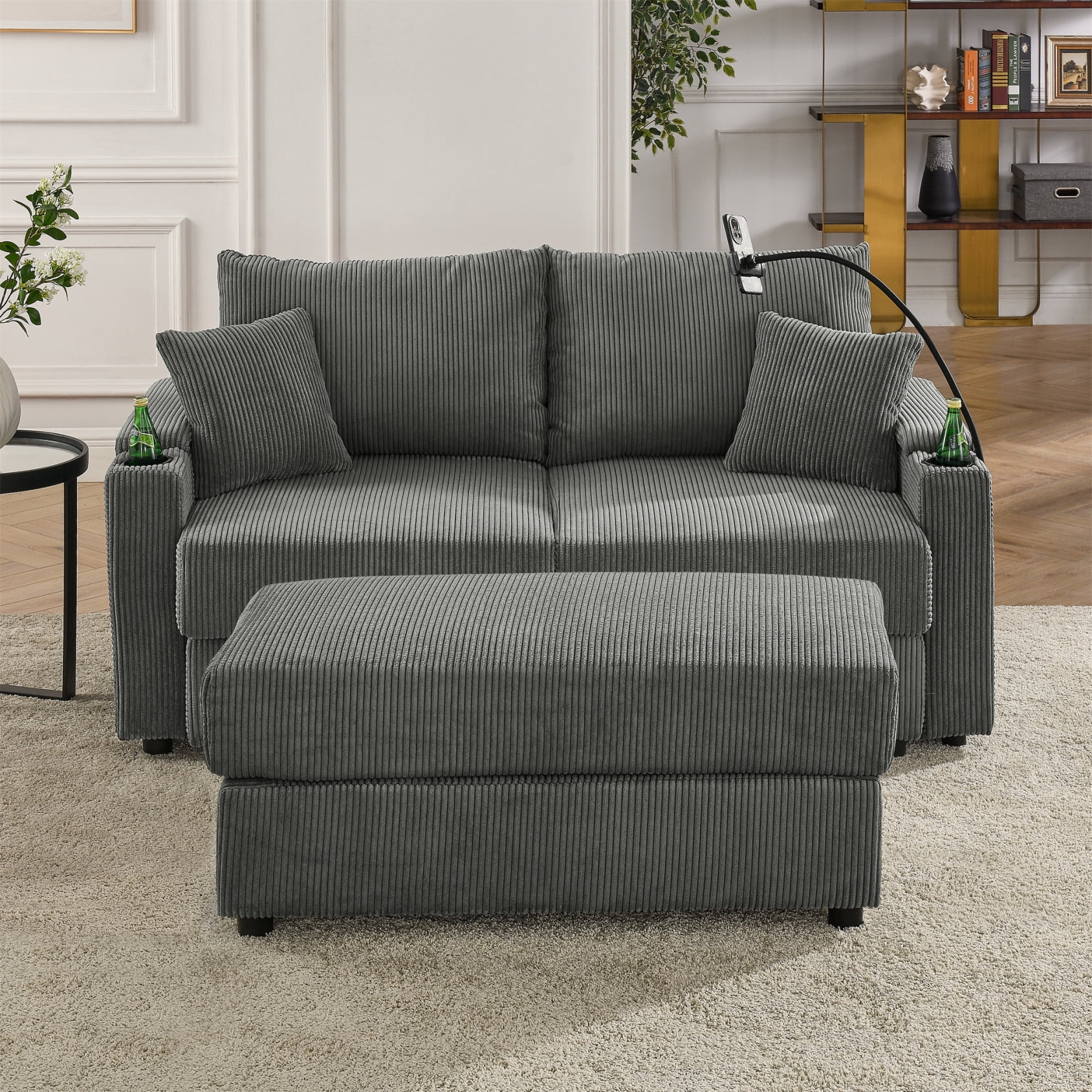 Miekor Furniture Modern Sofa Chair with Storage, with Ottoman, Deep ...