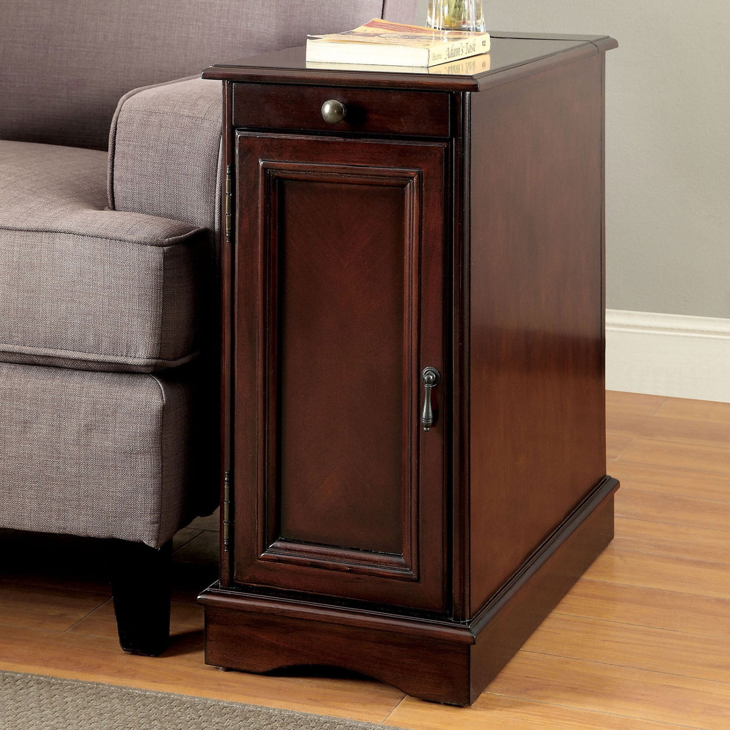 Miekor Furniture Modern Transitional Design 1pc Side Table/Nightstand Storage Cabinet Cherry ...