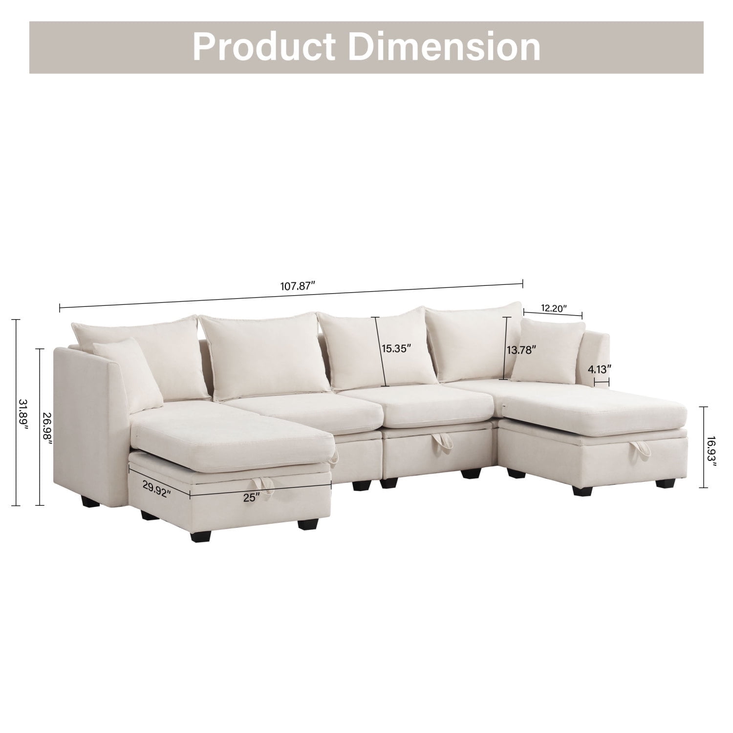 Miekor Furniture Modular Sectional Sofa, Convertible Sofa Couch with ...