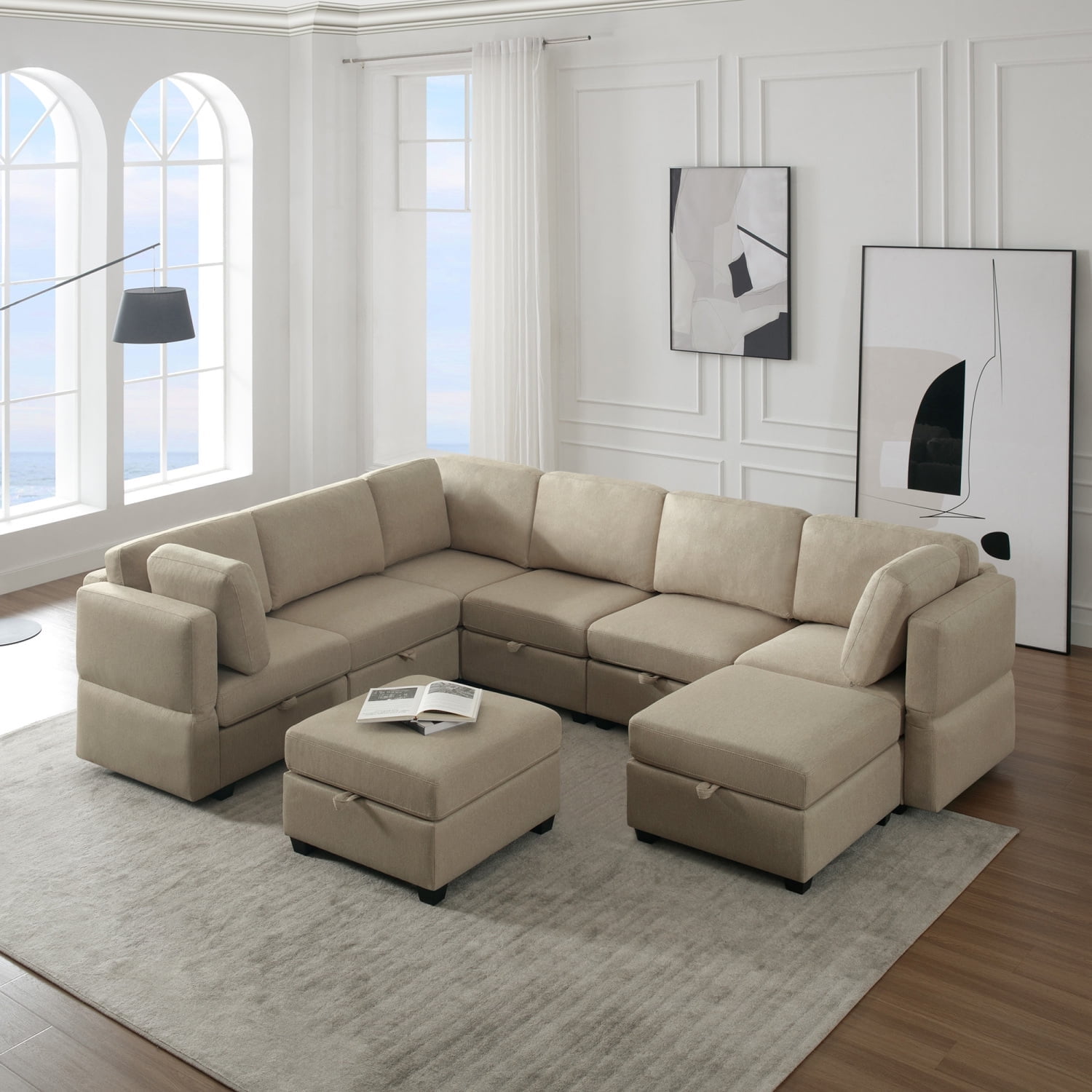 Miekor Furniture Modular Sectional Sofa with Storage Seat Oversized U ...