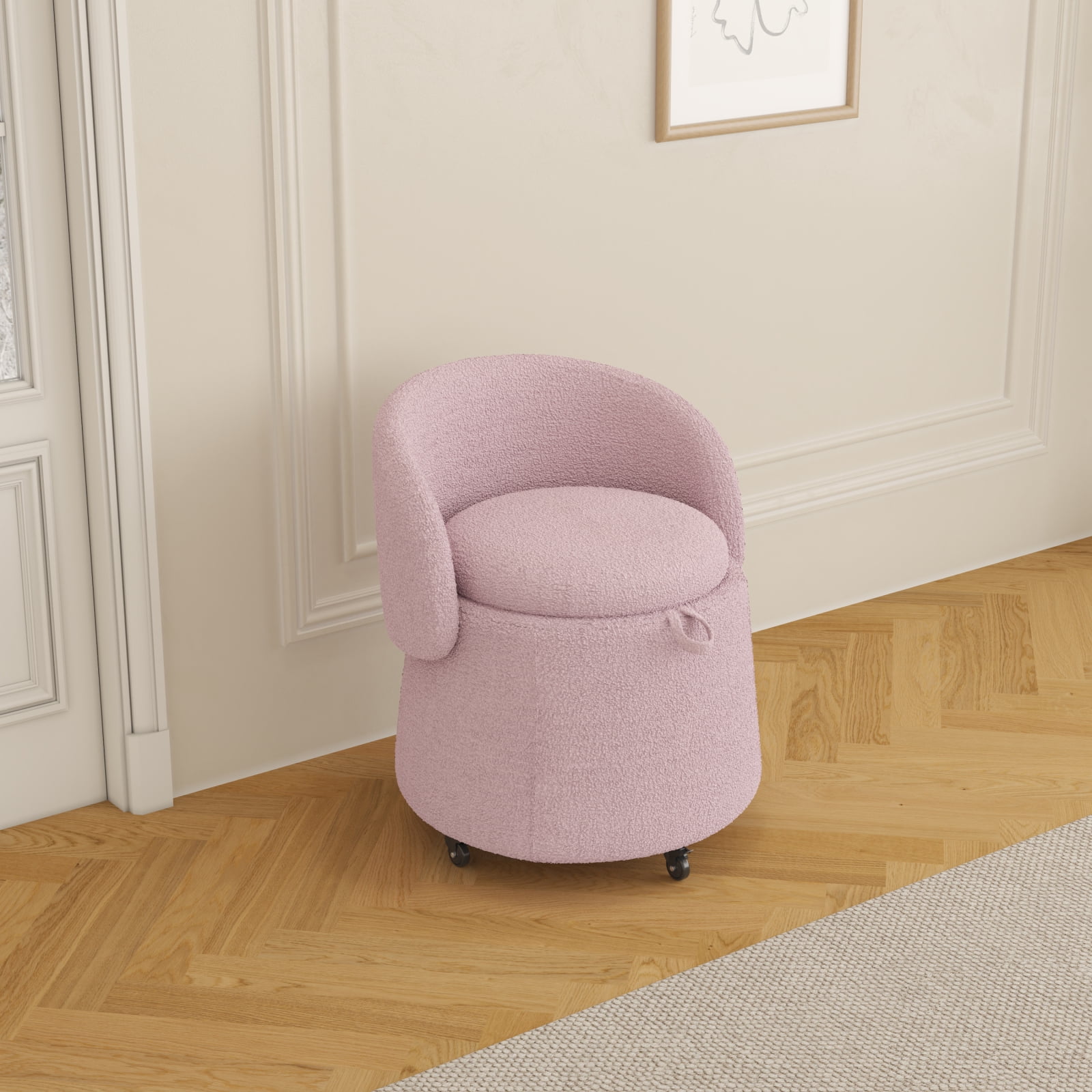Miekor Furniture Multi-functional stool 23 inches movable storage, pink ...