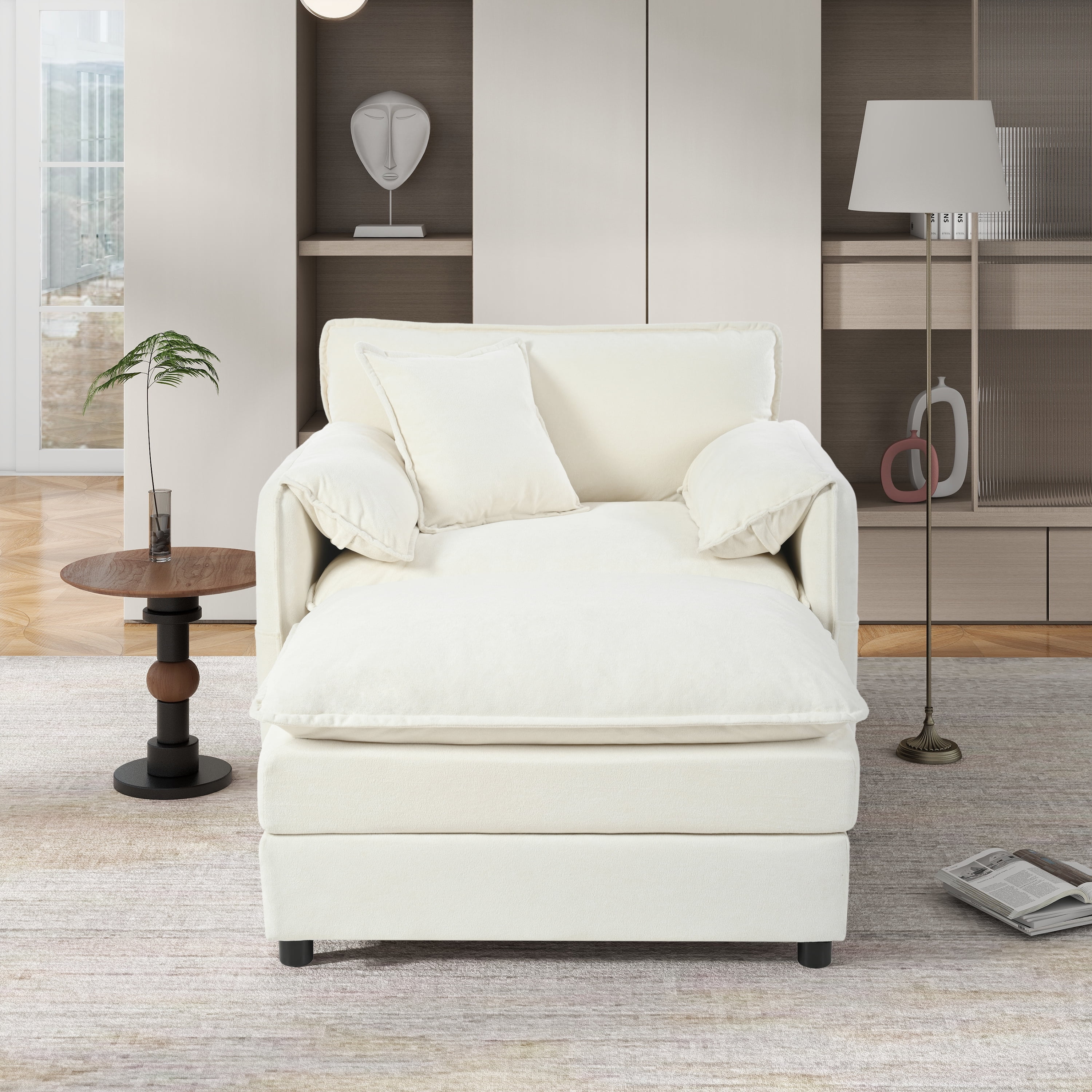 Miekor Furniture Oversized 57.48" Recliner Chair with Movable Ottoman ...