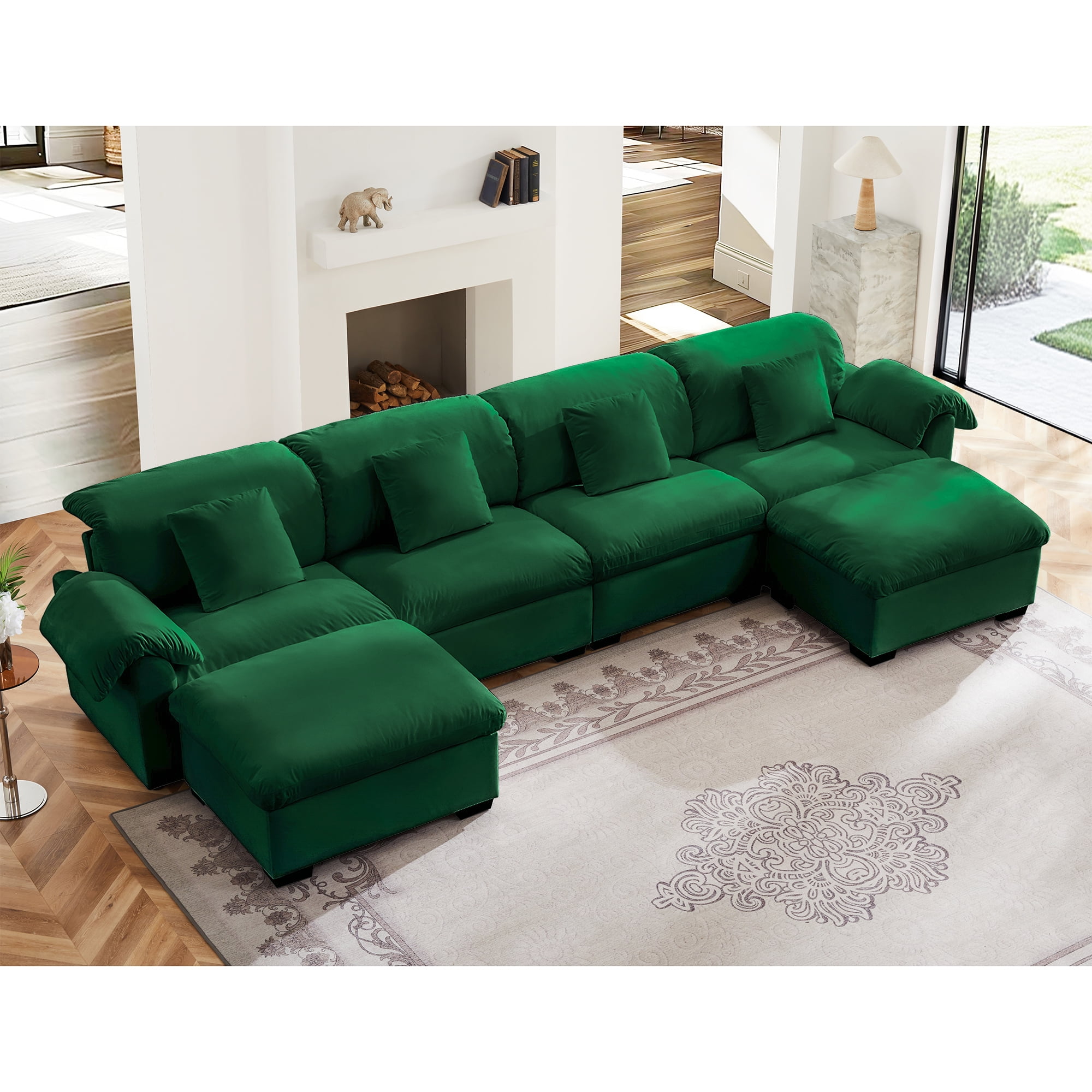 Miekor Furniture Oversized LargeU Shaped Couch, U Shaped Sectional Cloud Sofa, Sectional Cocuh ...