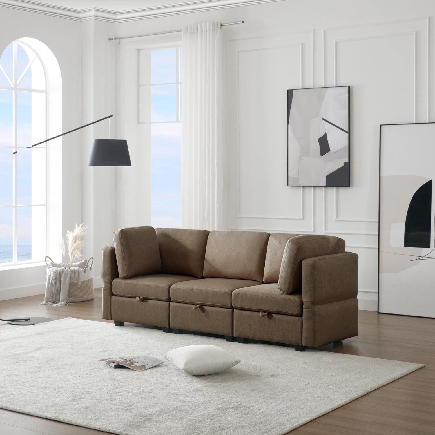 Miekor Furniture Oversized Modular Sectional Convertible Fabric Sofa ...