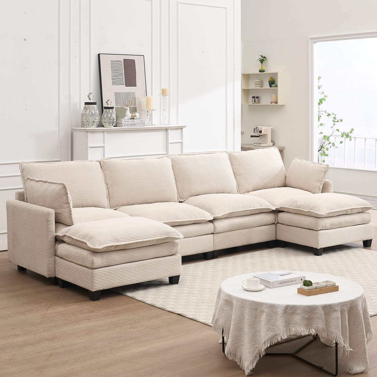 Miekor Furniture Oversized Modular Sofa, Velvet Large U-Shaped Couch ...