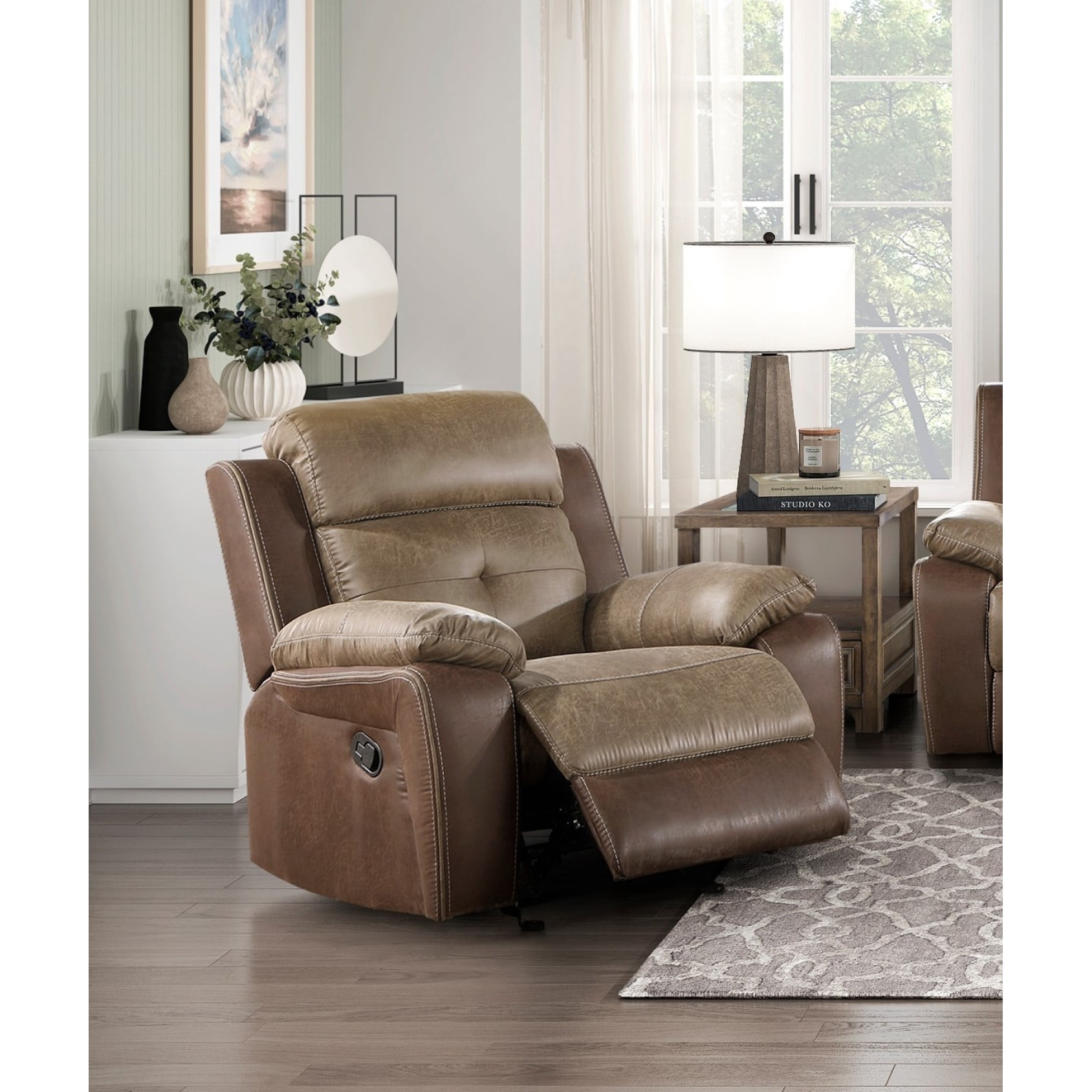 Miekor Furniture Plush Comfort Chair Brown Microfiber Upholstered Solid ...