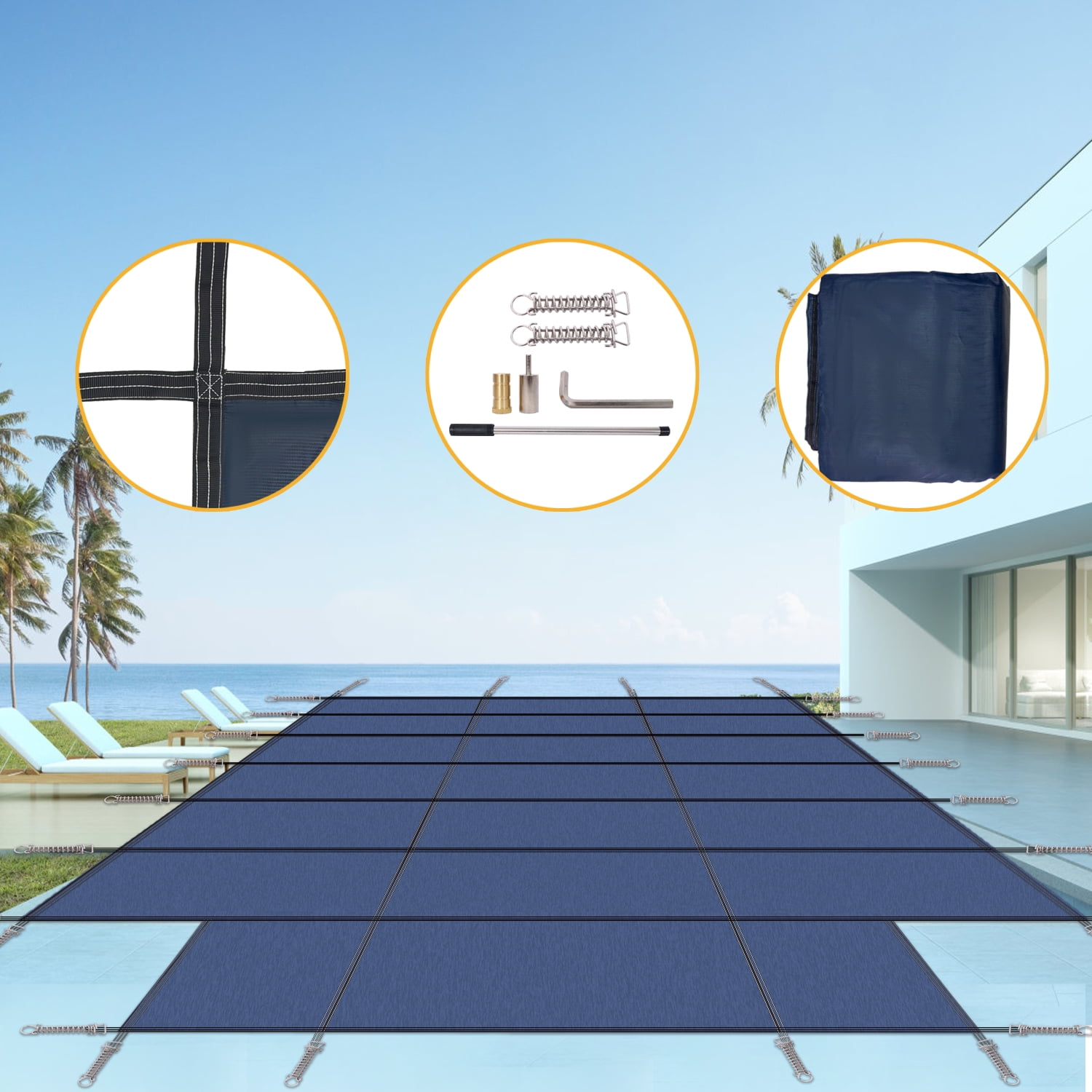 Miekor Furniture Pool Safety Cover, Fits 16x32ft Rectangular Inground ...