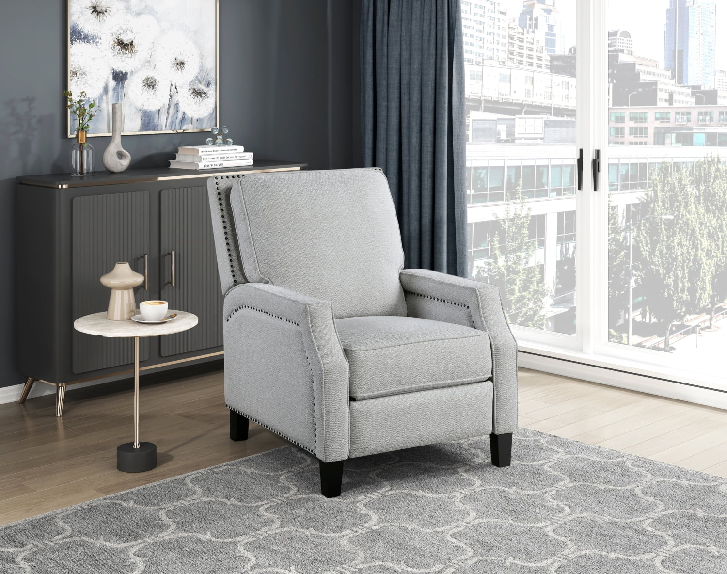 Miekor Furniture Push Back Reclining Chair Transitional Style Gray ...
