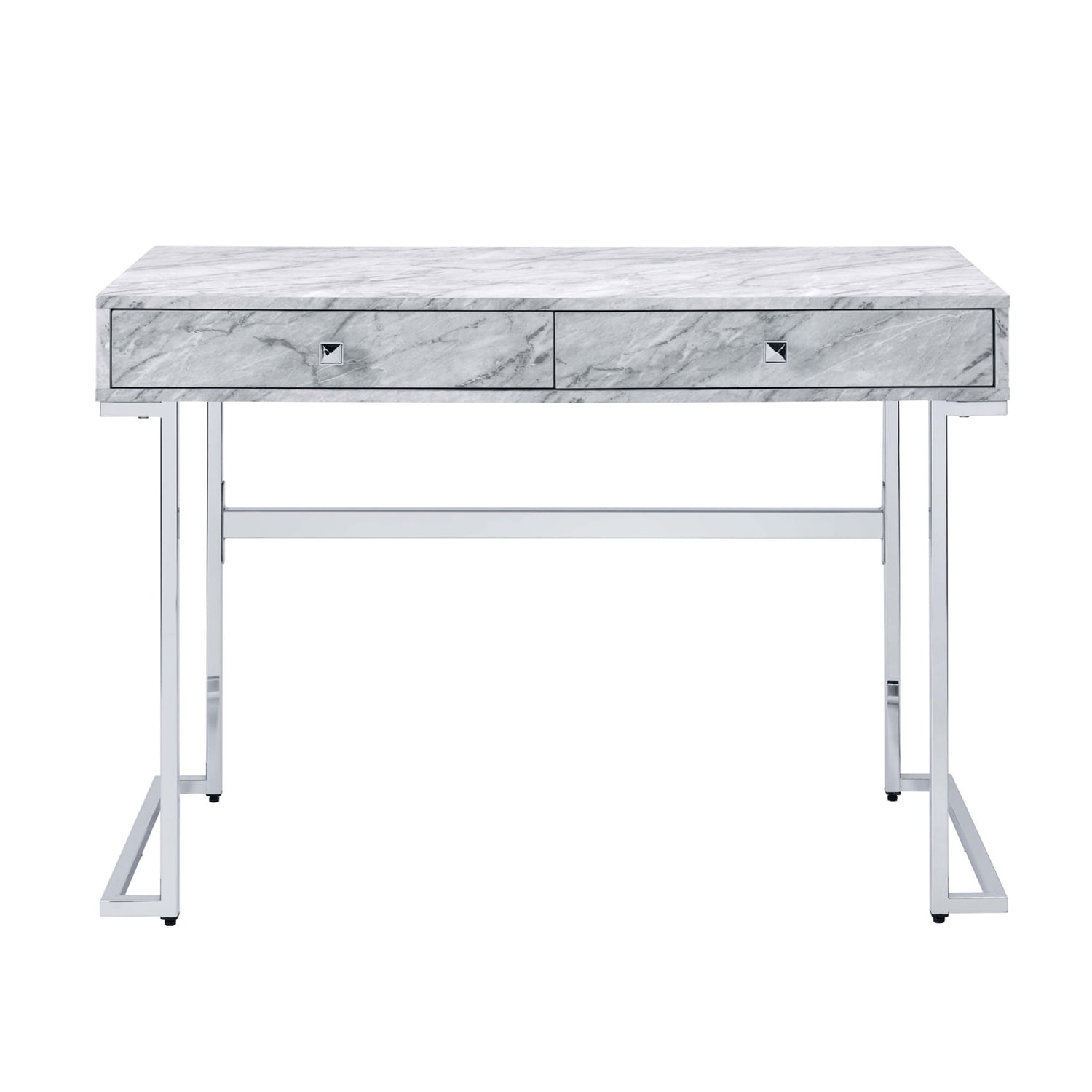 Miekor Furniture Rectangular Writing Desk with 2 Drawers, White ...