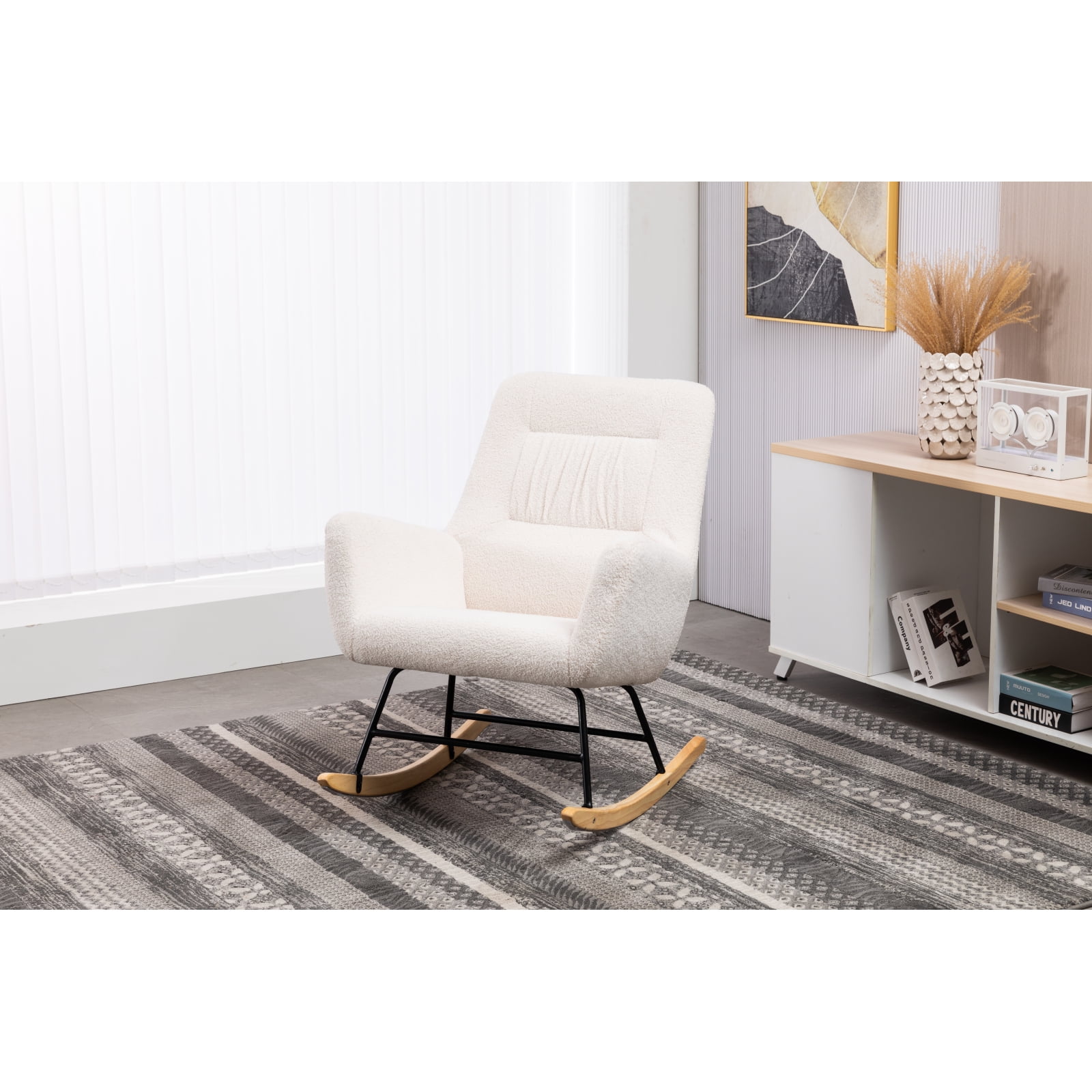 Miekor Furniture Rocking Chair Nursery, Teddy Upholstered Glider Rocker ...