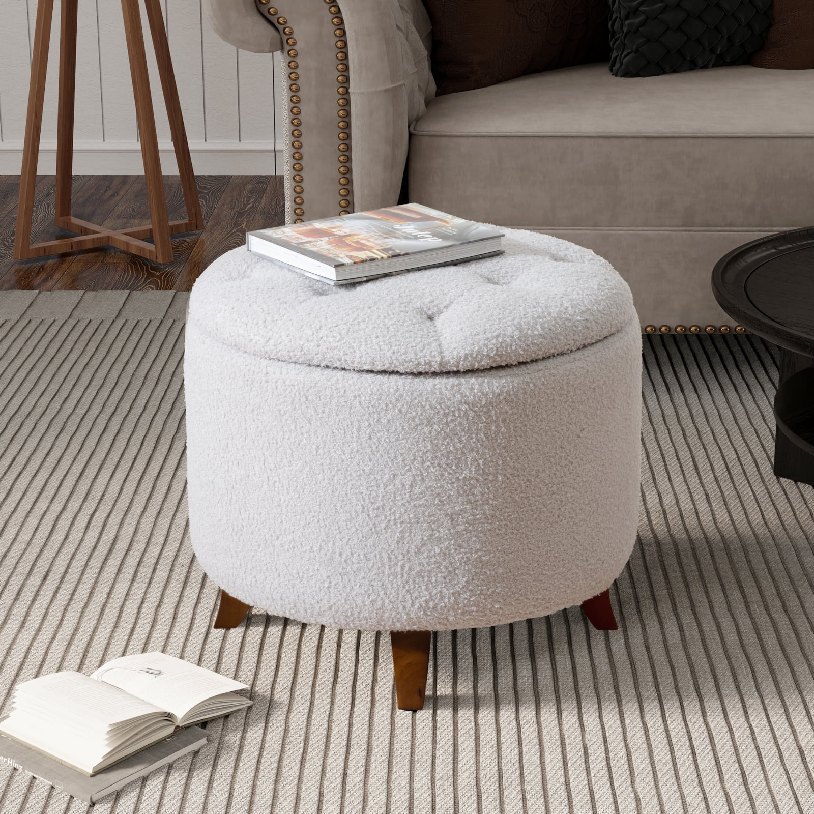 Miekor Furniture Round Ottoman Storage Stool With Cover Lid,Decorate ...