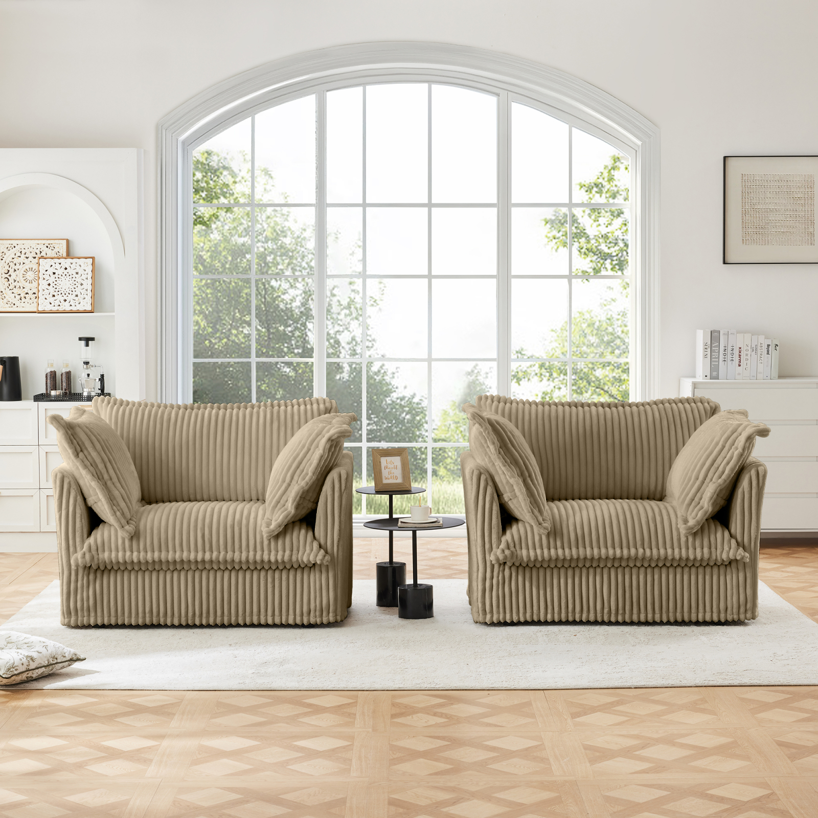 Miekor Furniture Set of 2 Slipcovered Armchairs,Deep Seat Accent Chair ...