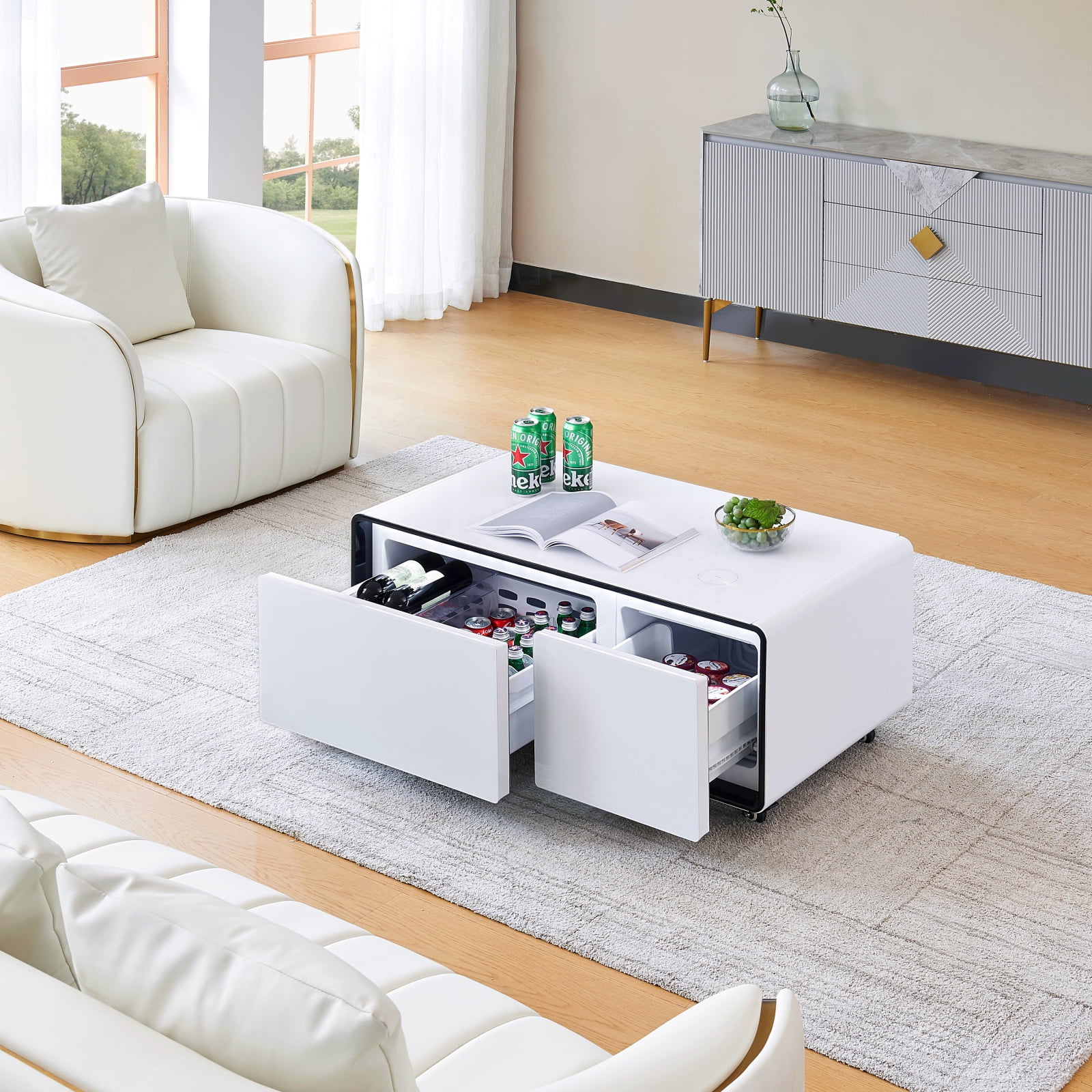 Miekor Furniture Smart Table Fridge, Multifunctional Coffee Table with ...