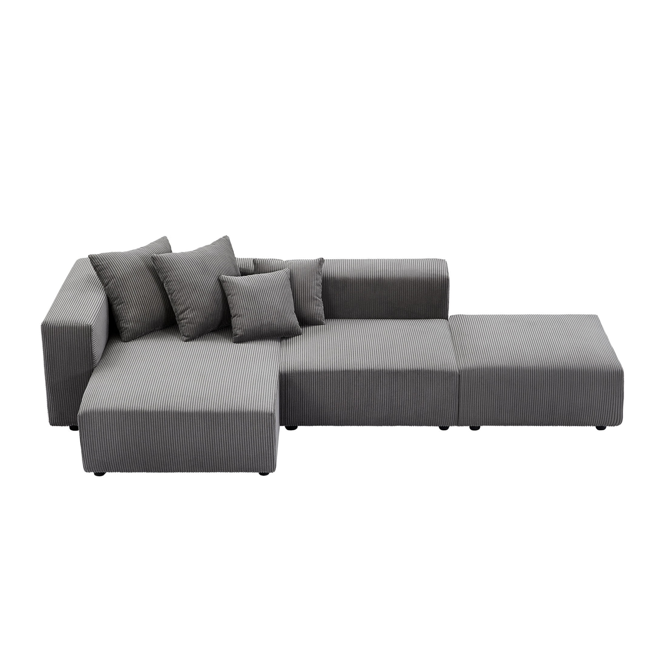 Miekor Furniture Soft Corduroy Sectional Modular Sofa Set, Small L ...