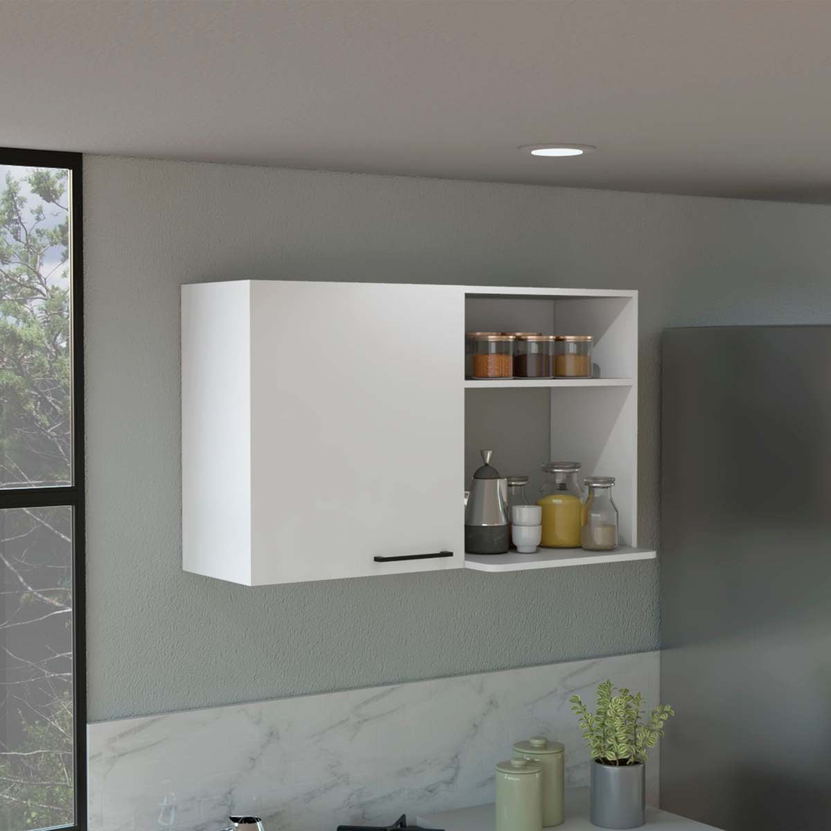 Miekor Furniture Stackable Wall Storage Cabinet 24" H, Two Internal ...