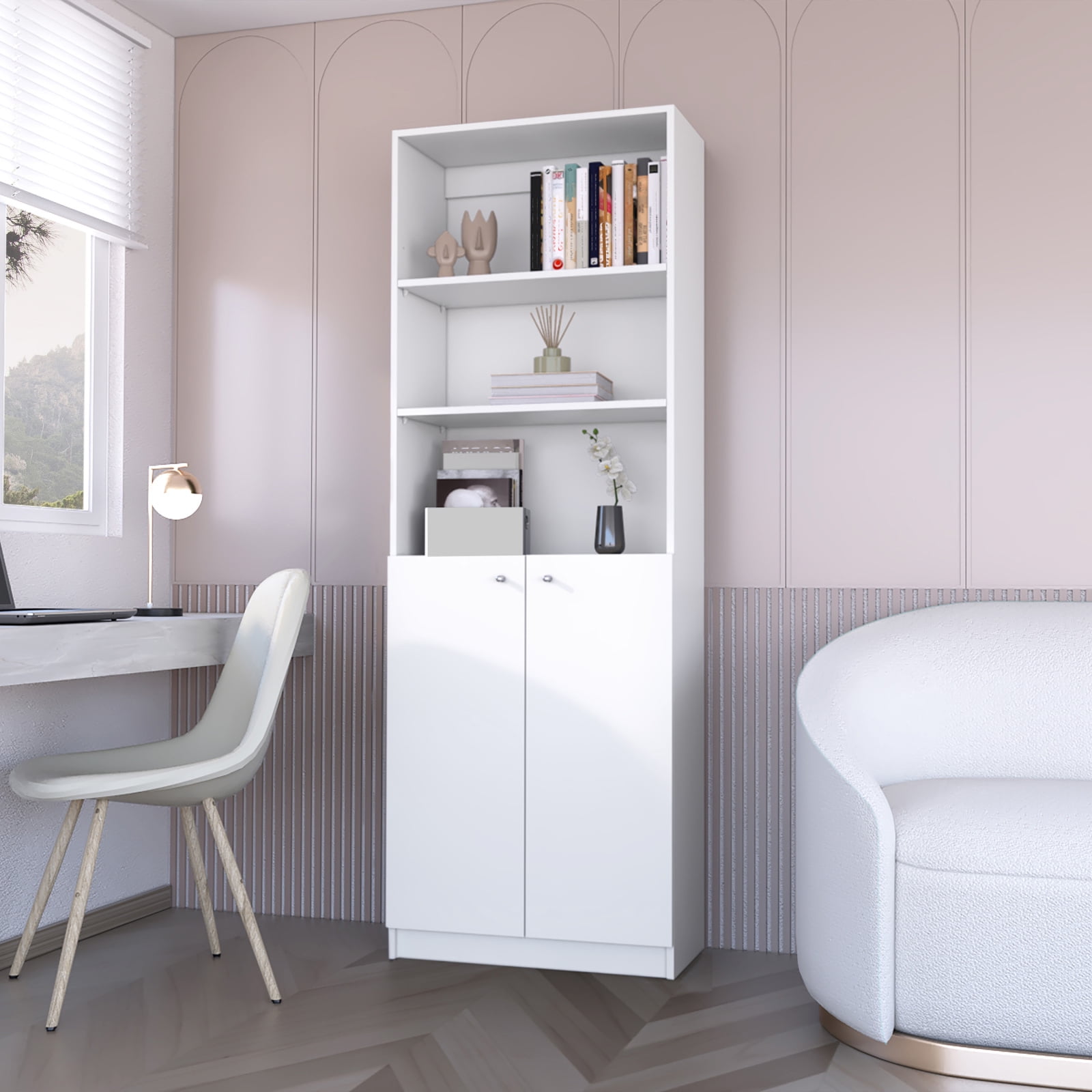 Miekor Furniture Sutton 2-Door Bookcase, Storage with Multi-Level ...