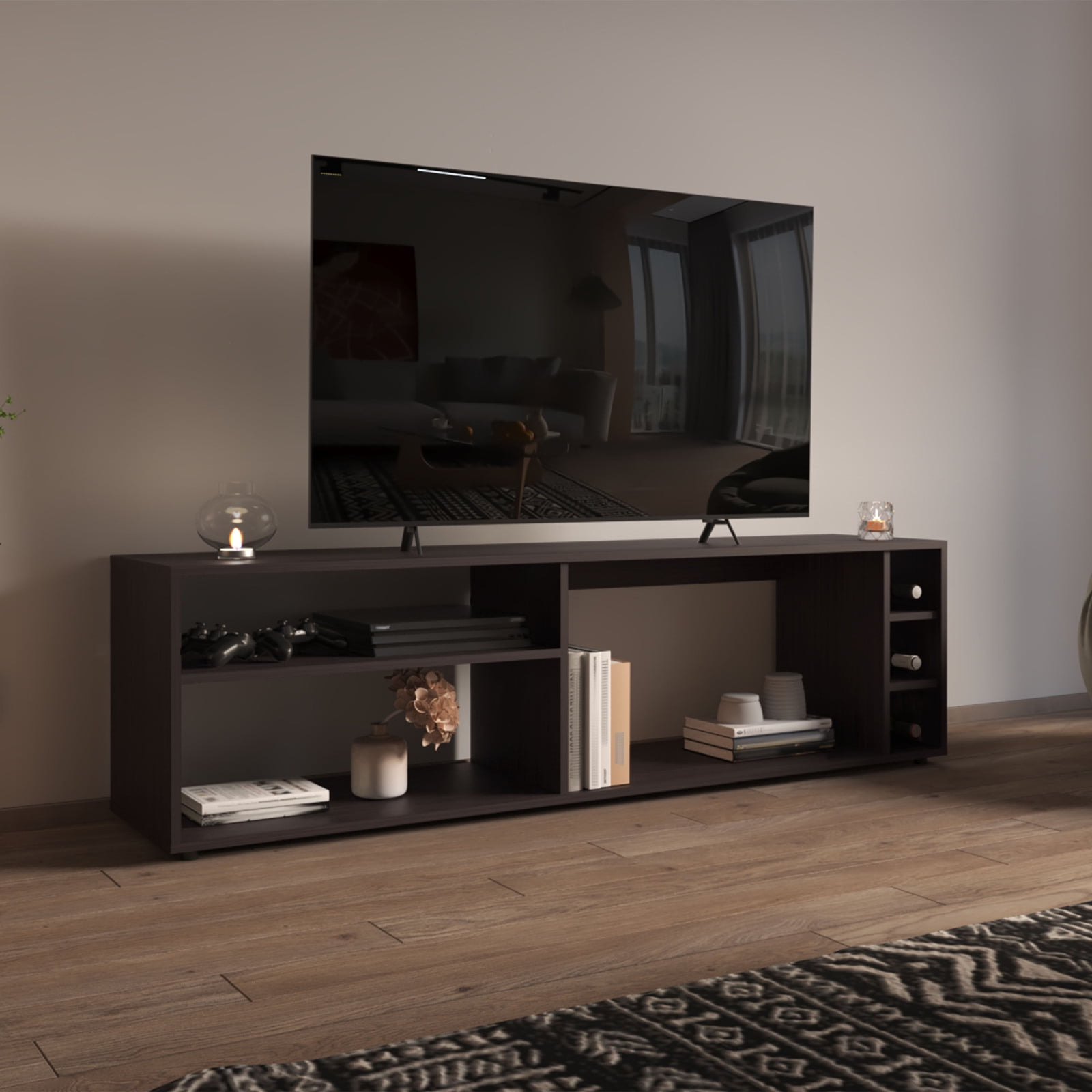 Miekor Furniture Suxta 63" Wide Tv Stand with Three Open Shelves and ...