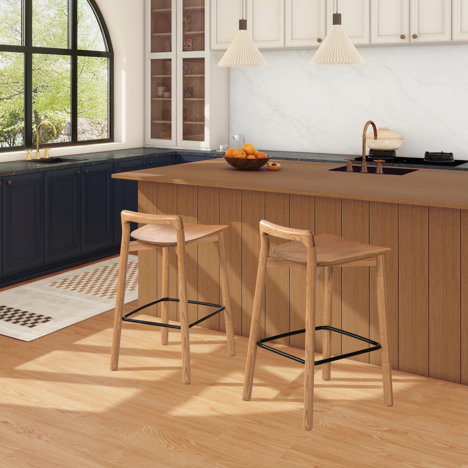 Miekor Furniture Sven 26.5" Modern Minimalist Low Back Wood Counter ...