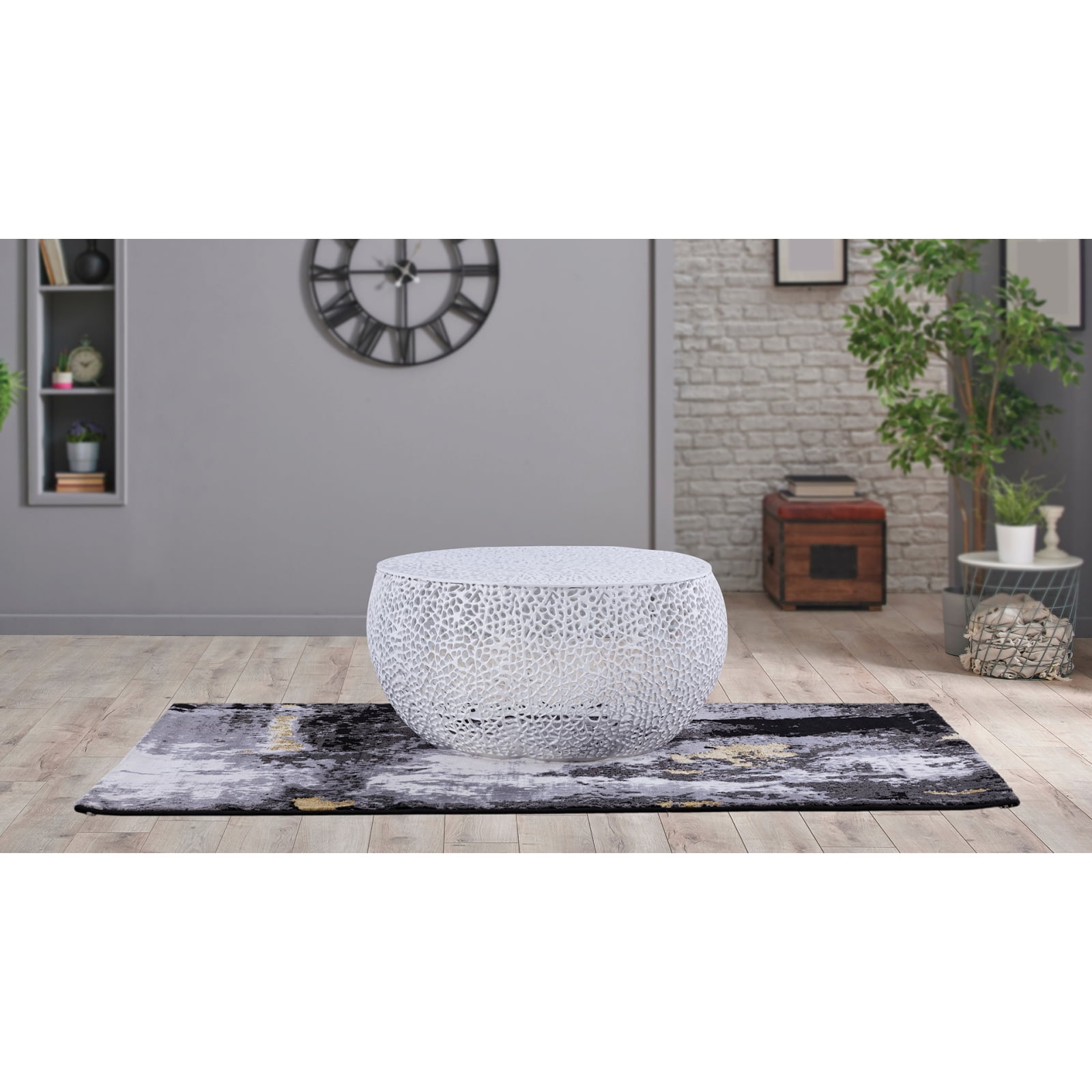 Miekor Furniture T3502-32 Round Coffee Table in White W5U729 - Walmart.com