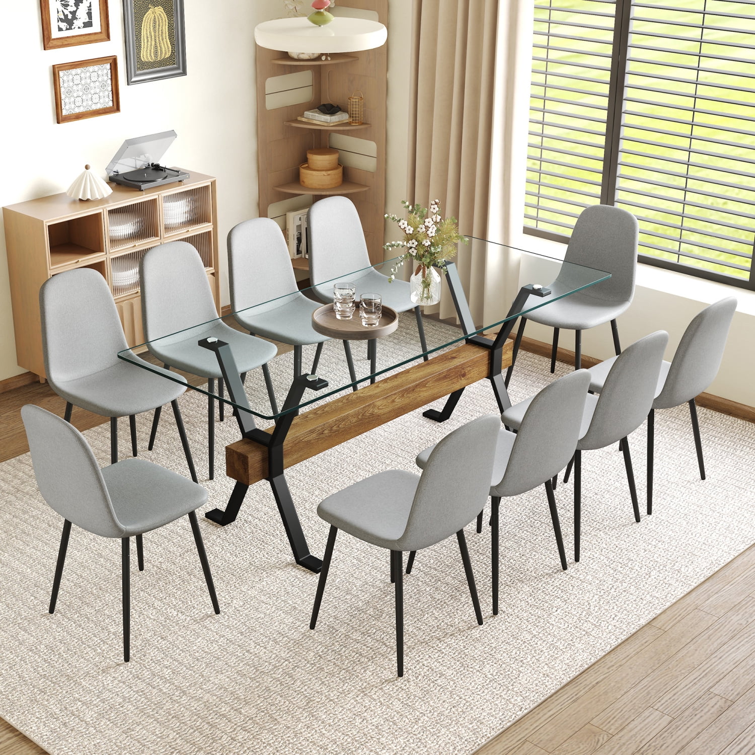Miekor Furniture Table and chair set.79"x31.5" with X-shaped Black ...