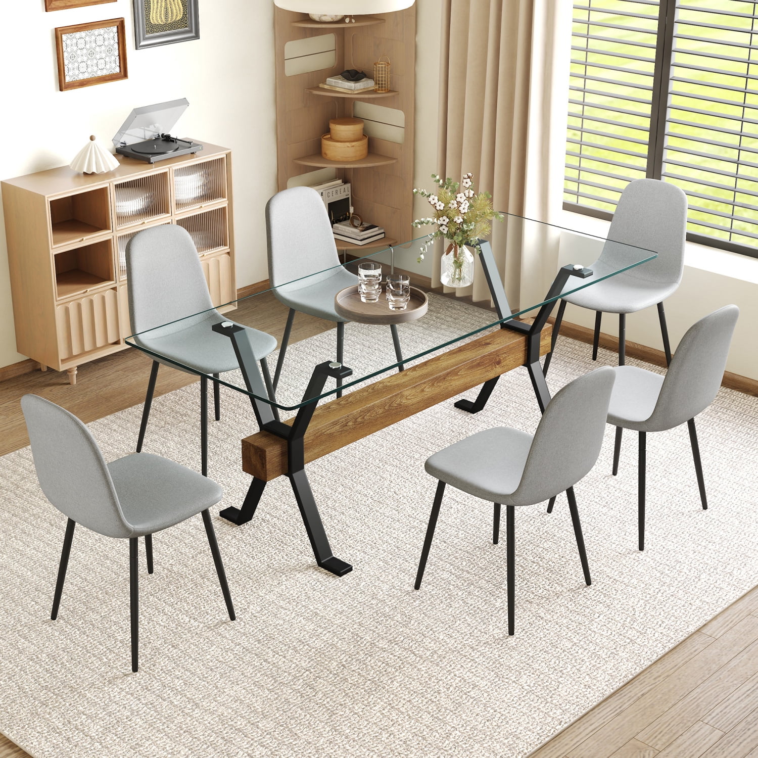 Miekor Furniture Table and chair set.79"x31.5" with X-shaped Black ...